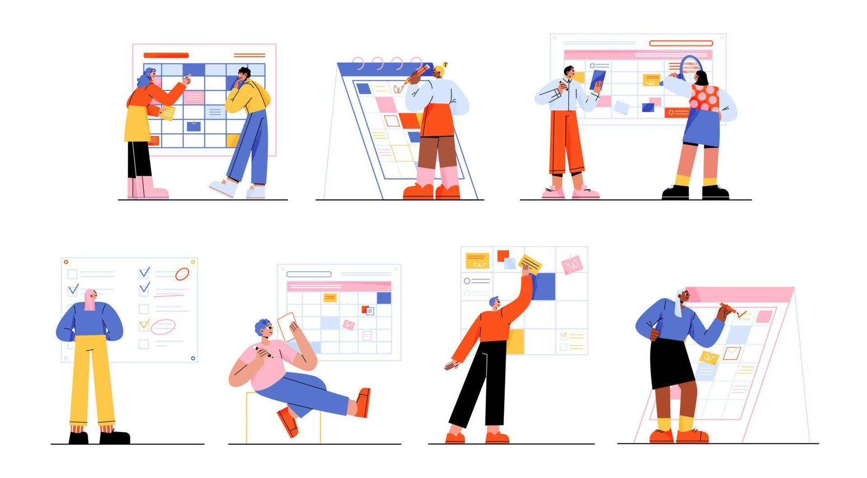 People organize work, planning tasks with calendar 16263194 Vector Art ... People organize work, planning tasks with calendar 16263194 Vector Art ...
