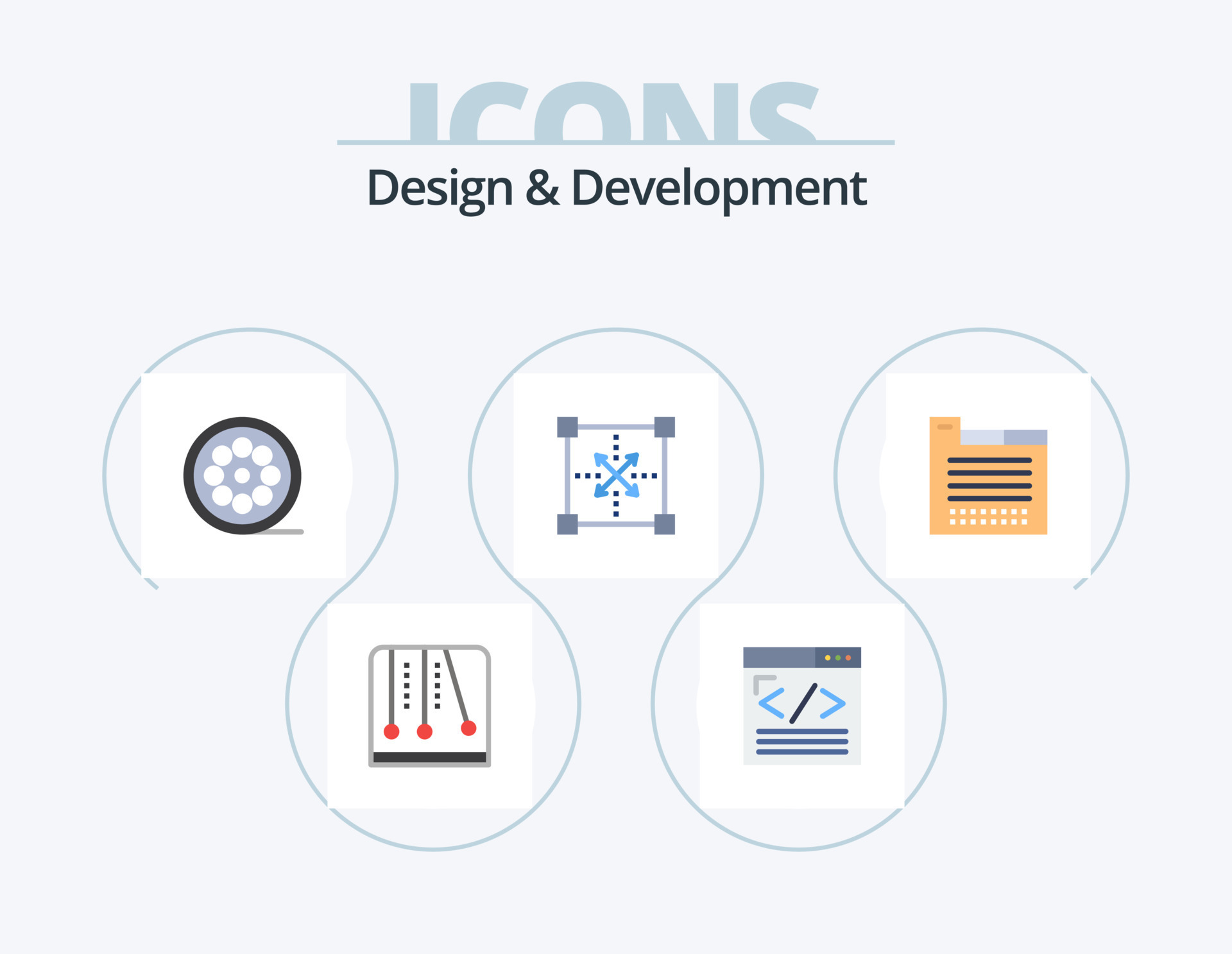 Design And Development Flat Icon Pack 5 Icon Design Shape Development Web Development Design
