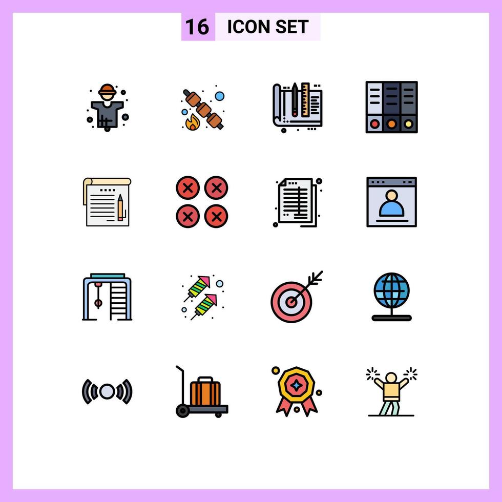 Editable Vector Line Pack of 16 Simple Flat Color Filled Lines of ...