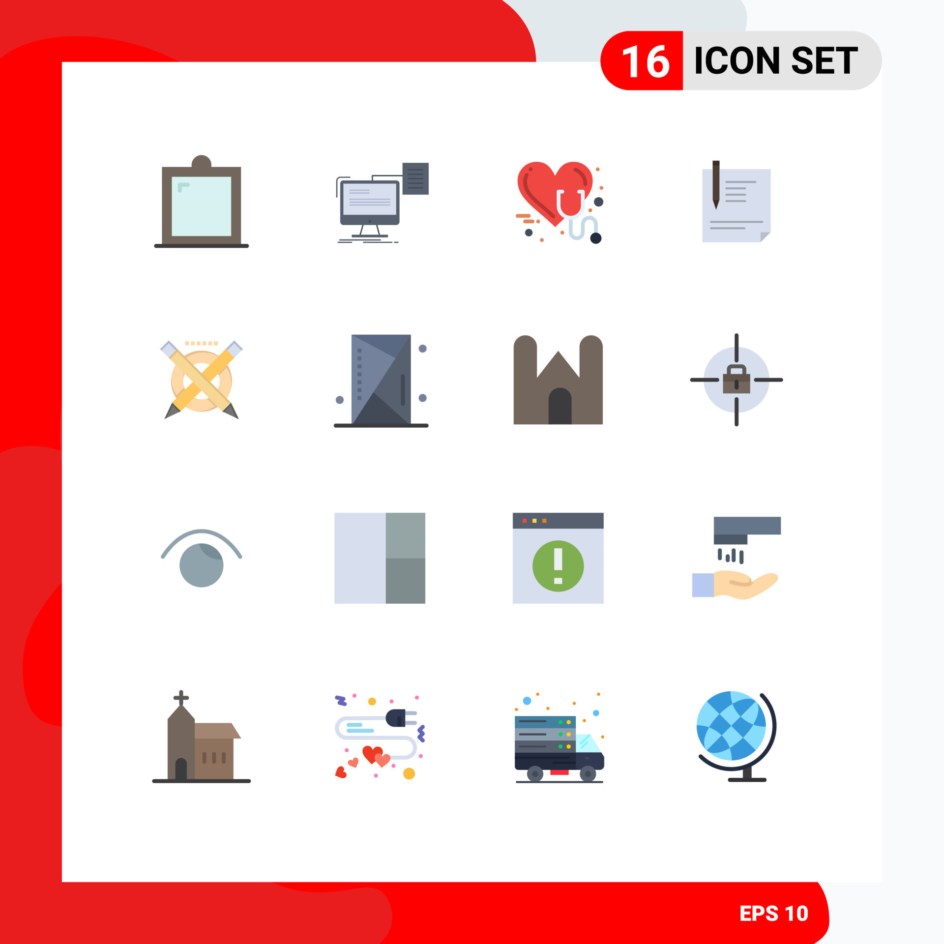 16 Thematic Vector Flat Colors And Editable Symbols Of Page Document Document Contract