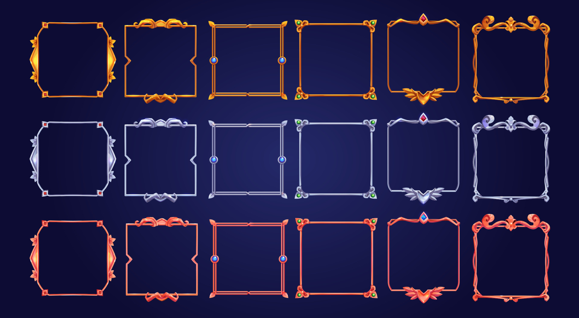 Set Of Square Ui Game Frames Medieval Borders 16265935 Vector Art At Vecteezy