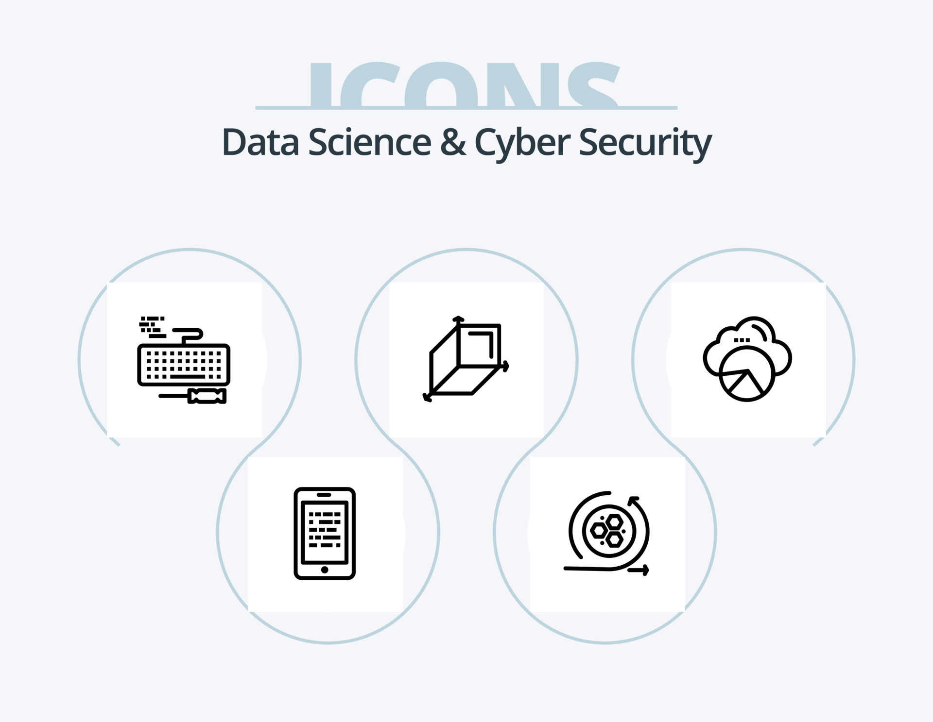Data Science And Cyber Security Line Icon Pack 5 Icon Design Progress