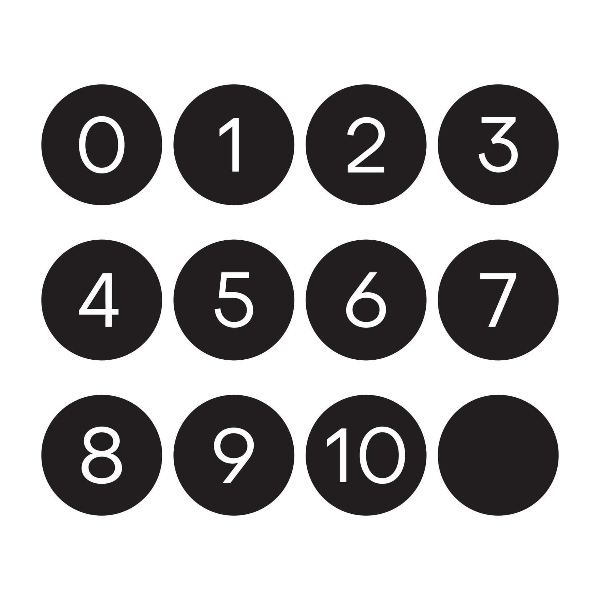Simple set of black circle with numbers 0 to 10 inside. Vector ...