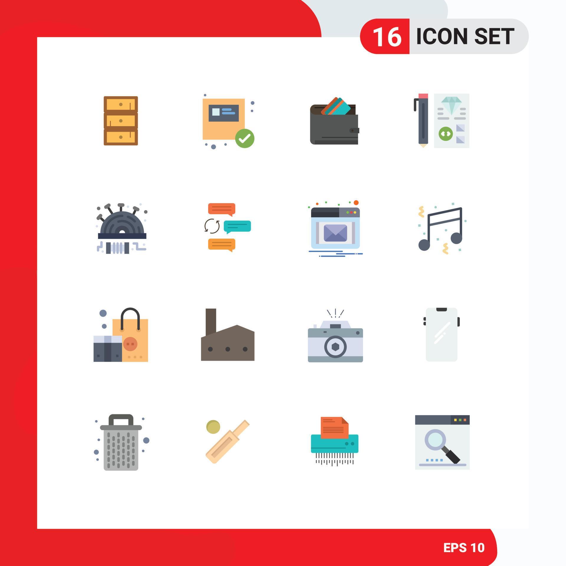 User Interface Pack Of 16 Basic Flat Colors Of Planning Develop Wallet Coding Finance Editable