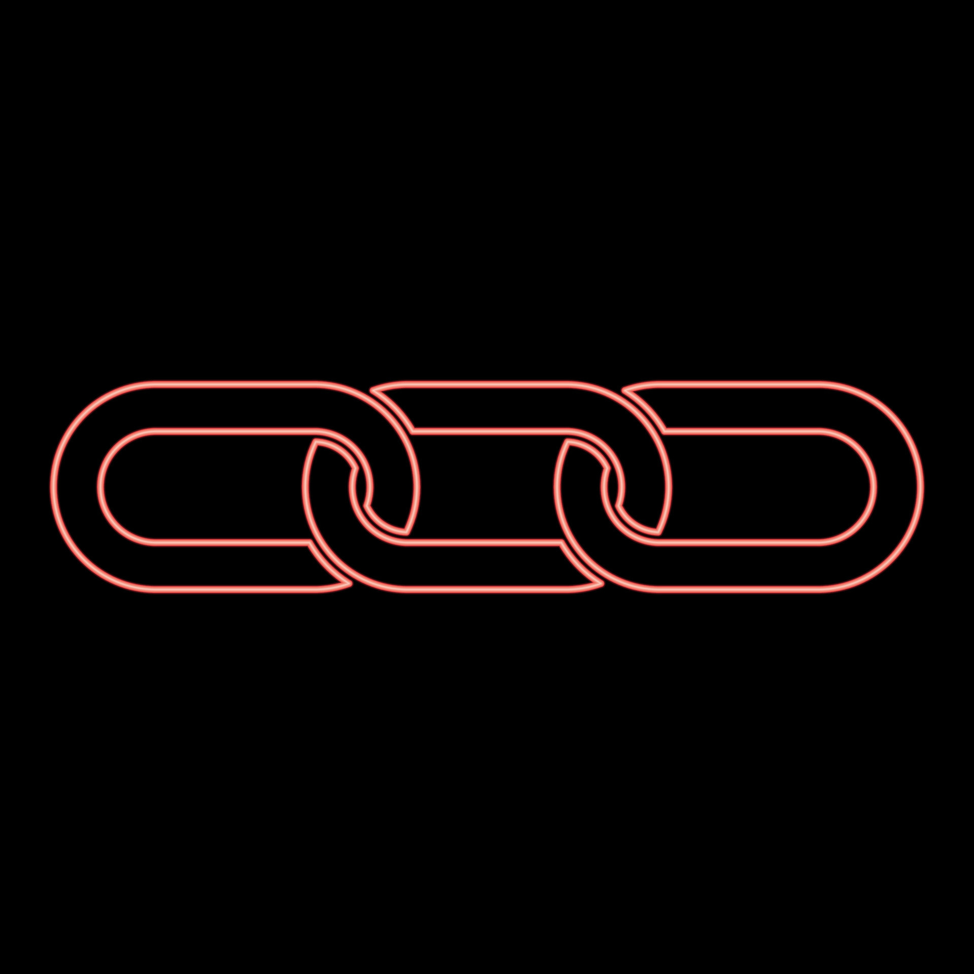 Neon Chain Links Interlock Icon Black Color Vector Illustration Flat Style Image Red Color