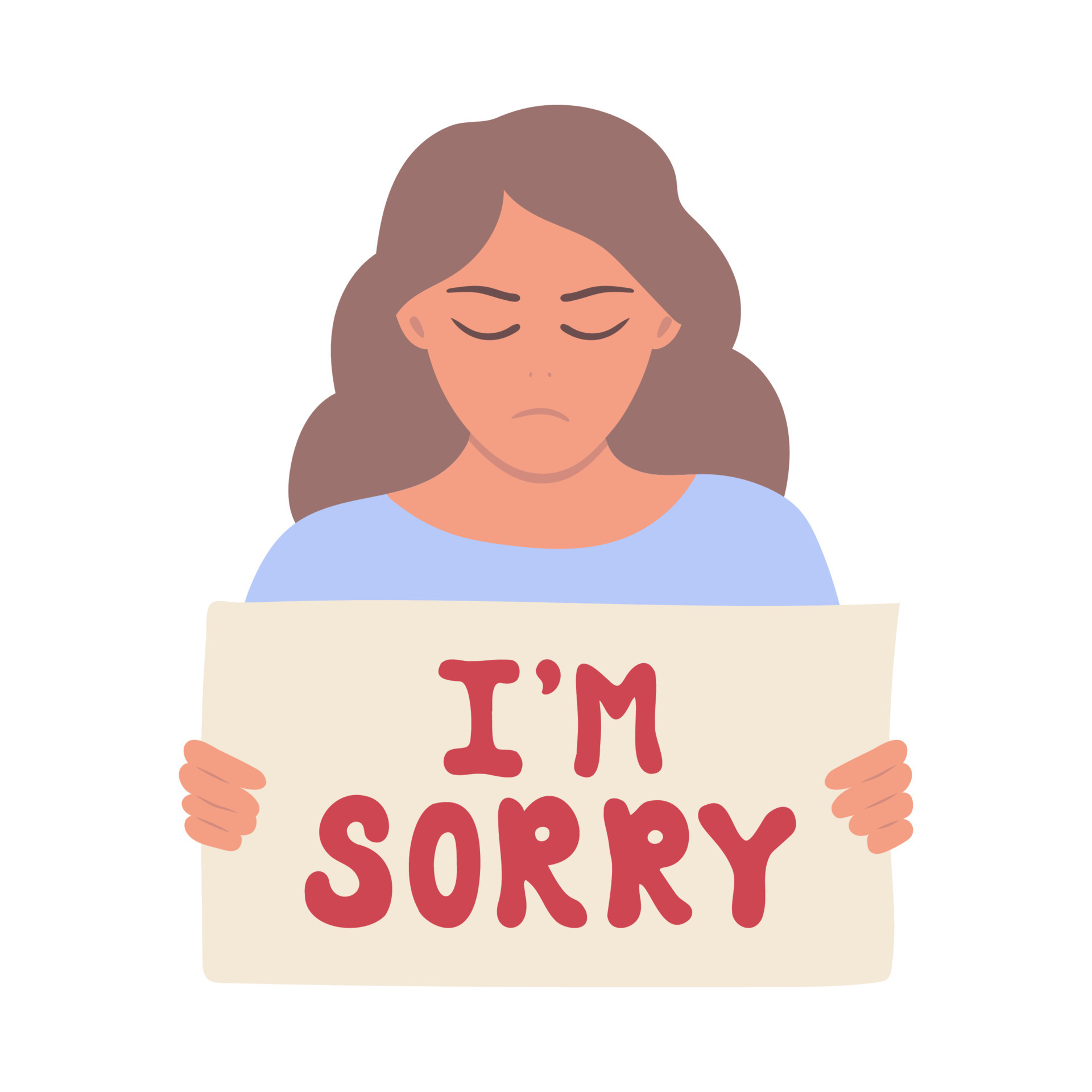 The Sad Girl with the Poster I'm sorry. vector illustration 16274880 ... The Sad Girl with the Poster I'm sorry. vector illustration 16274880 ...