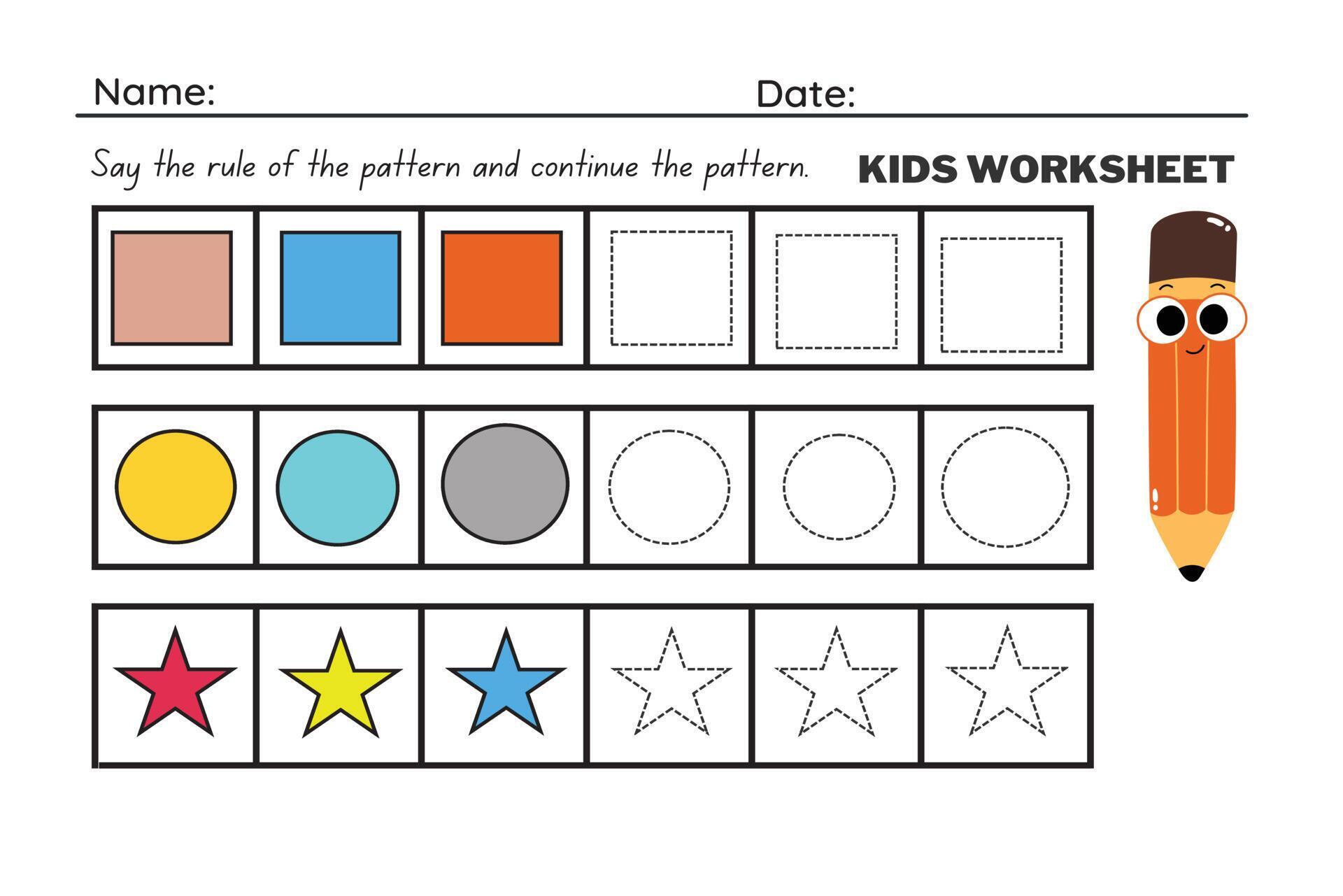 Preschool worksheet trace the shapes and color. Basic writing and ...