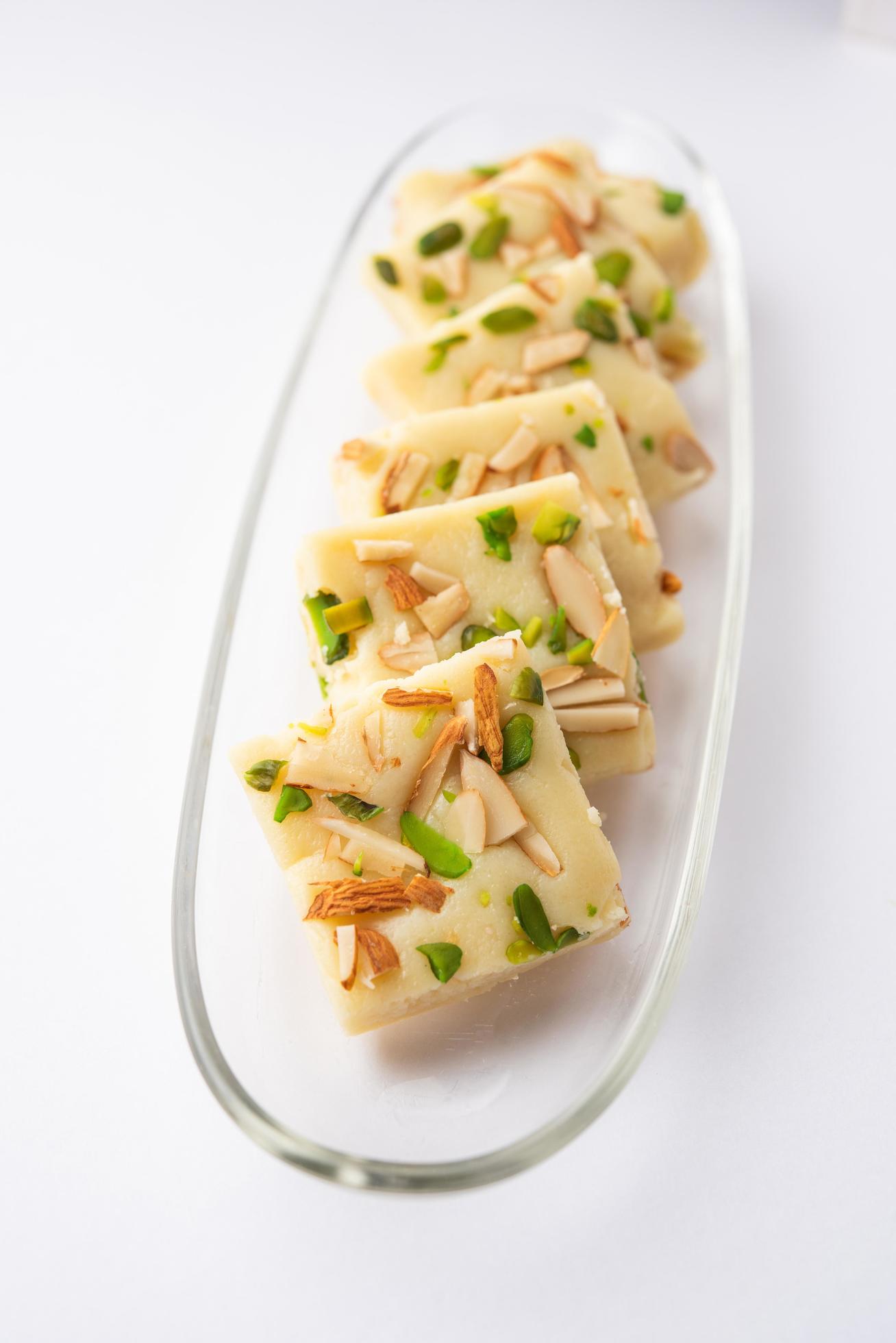 Milk Powder Barfi Also Known As Mava Burfi White Khoya Burfi Or Barfee Indian Sweet Food
