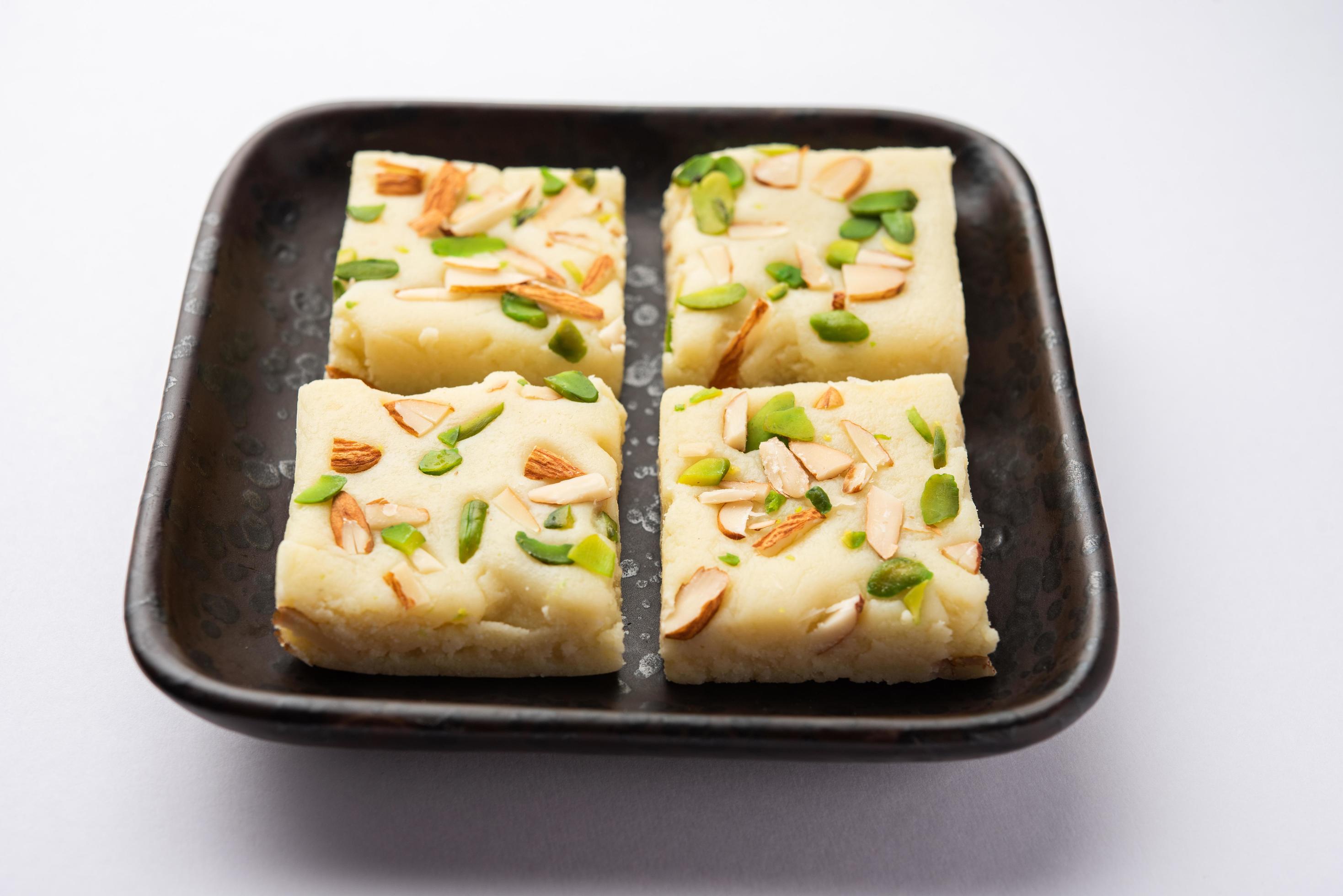 Milk Powder Barfi Also Known As Mava Burfi White Khoya Burfi Or Barfee Indian Sweet Food