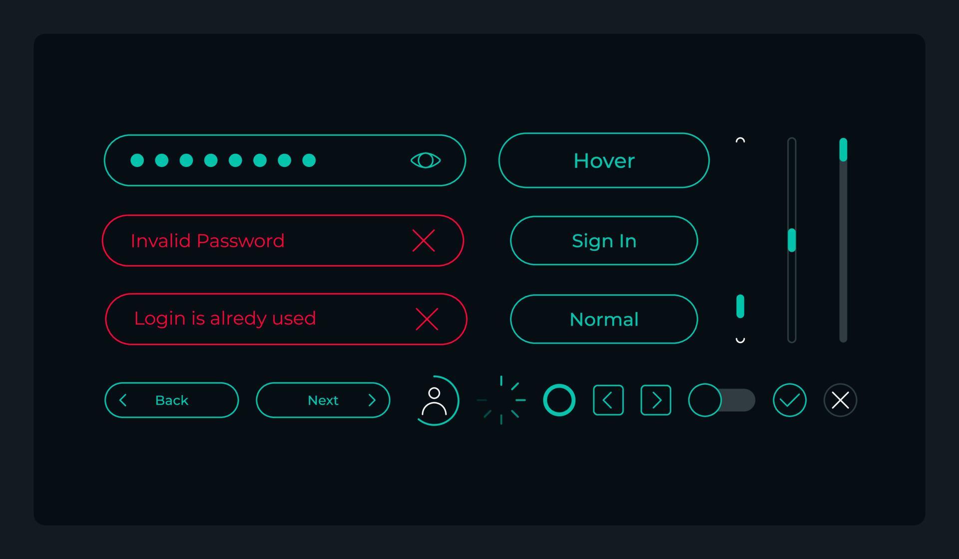 Sign in process UI elements kit. Create account isolated vector ...