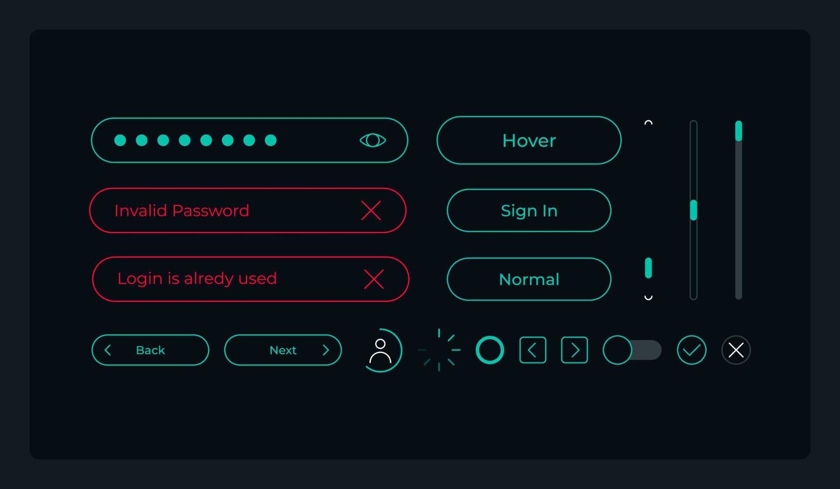 Sign In Process Ui Elements Kit Create Account Isolated Vector Components Flat Navigation