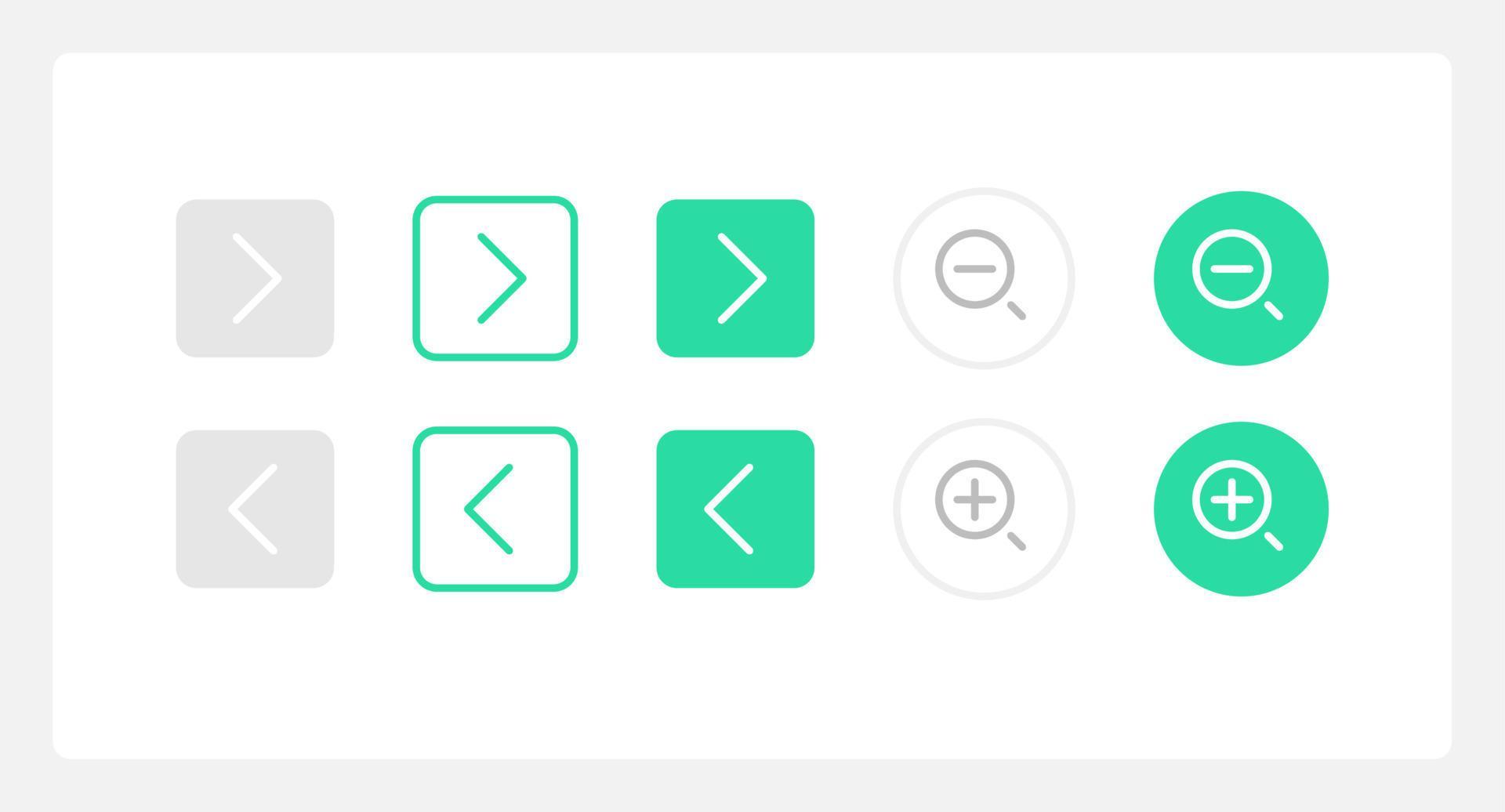 Direction and zoom buttons UI elements kit. Isolated vector components. Flat navigation menus ...