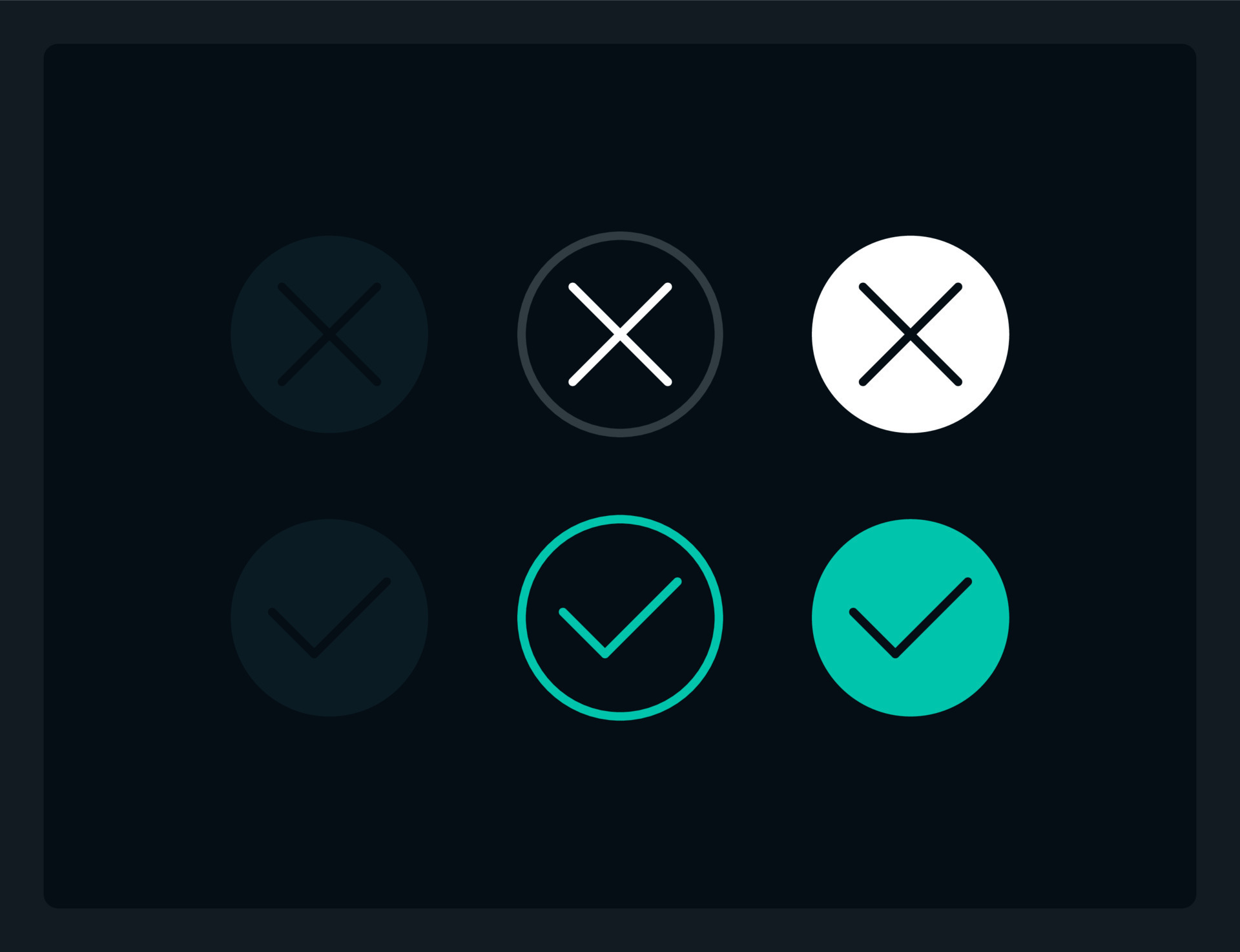 Close and confirm button states UI elements kit. Isolated vector ...