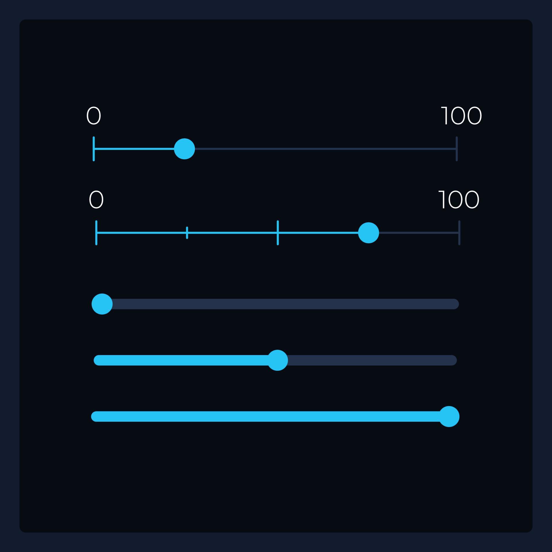 Track Bar Ui Elements Kit Sliding Scale Setting Value Isolated Vector
