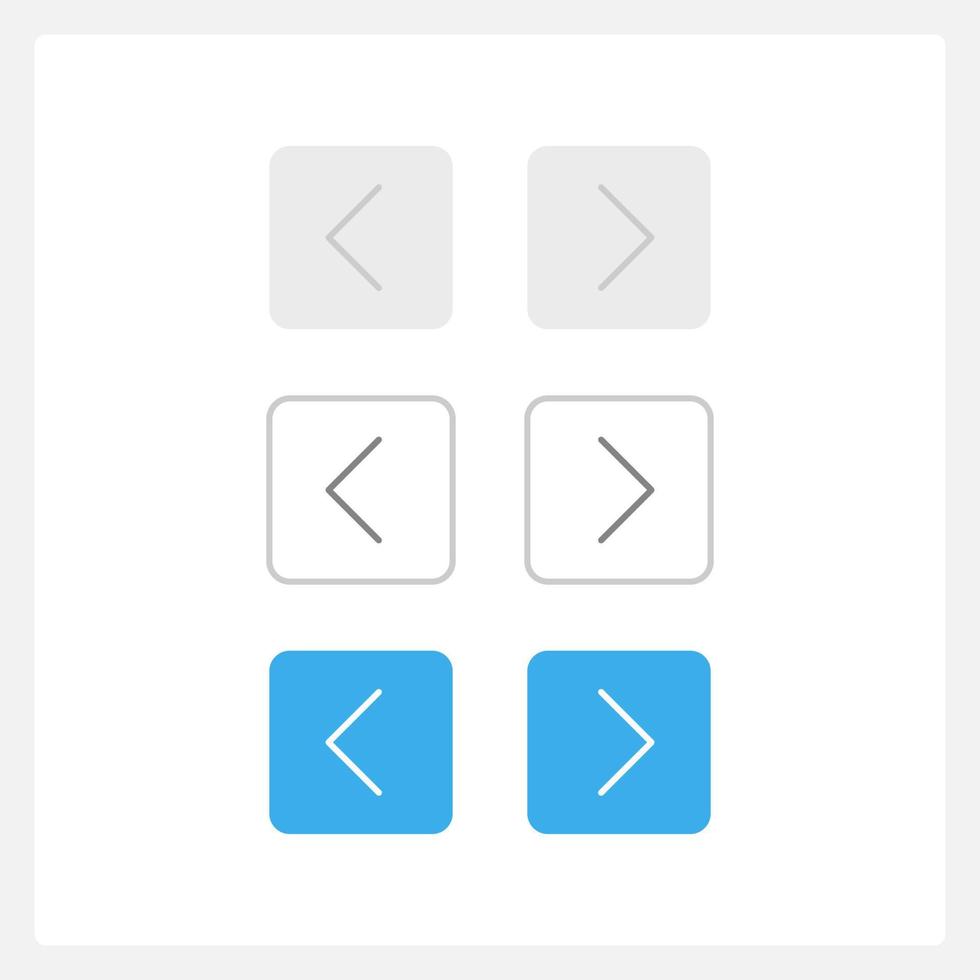 Left And Right Arrows Ui Elements Kit Page Move Isolated Vector Components Flat Navigation