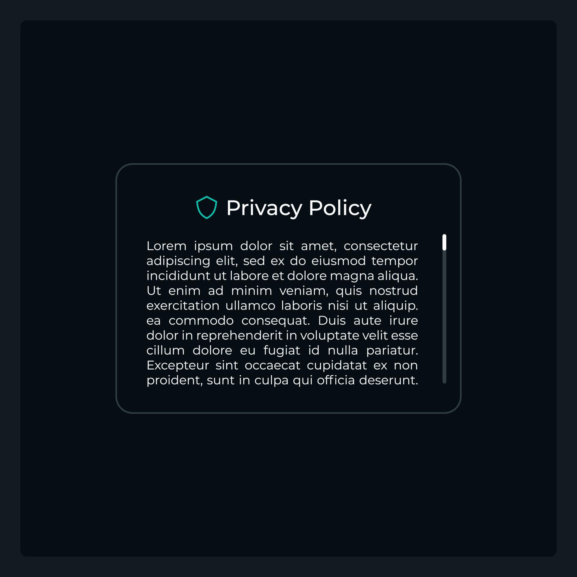 Privacy policy UI element template. Personal data. Editable isolated vector dashboard component ...