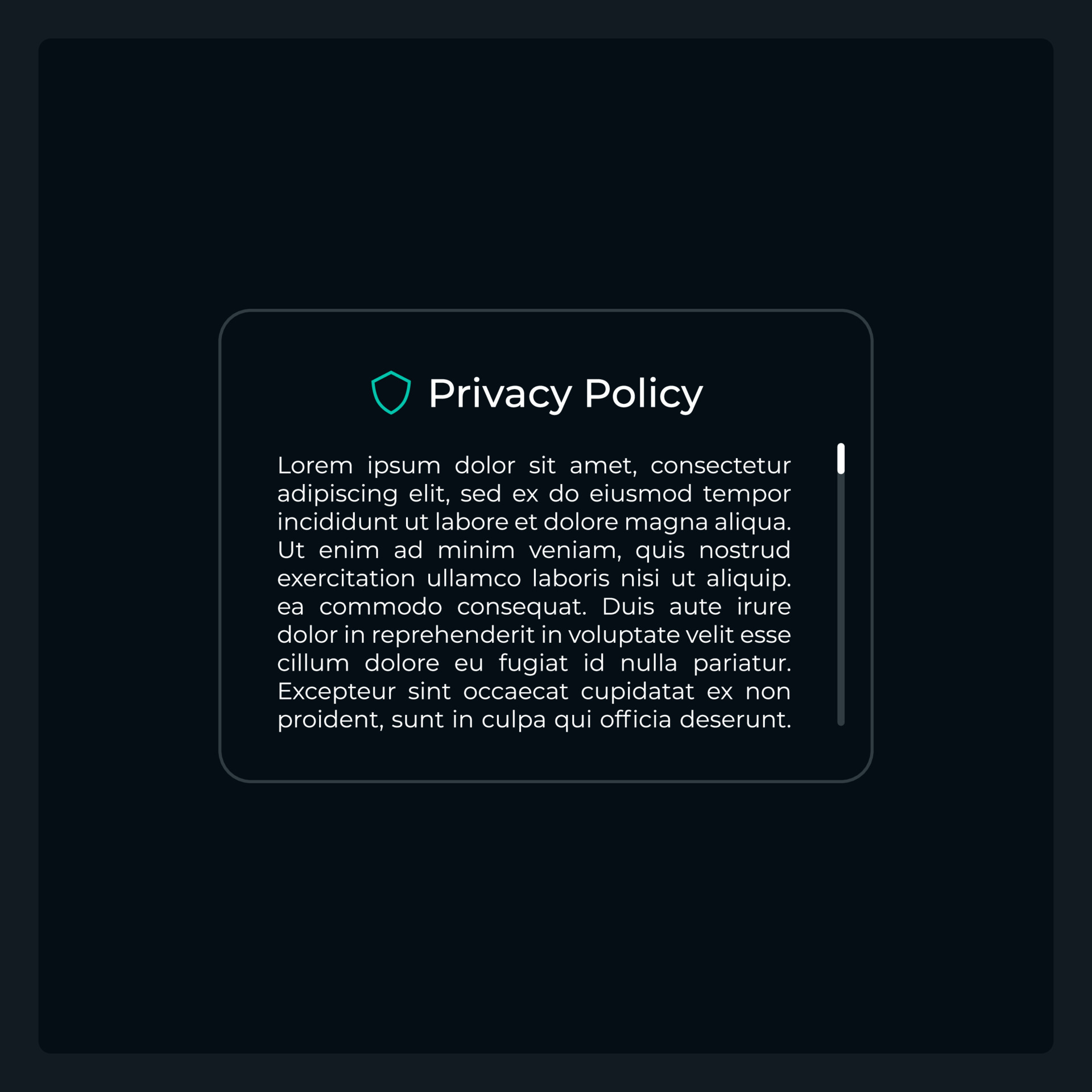 Privacy Policy Ui Element Template Personal Data Editable Isolated