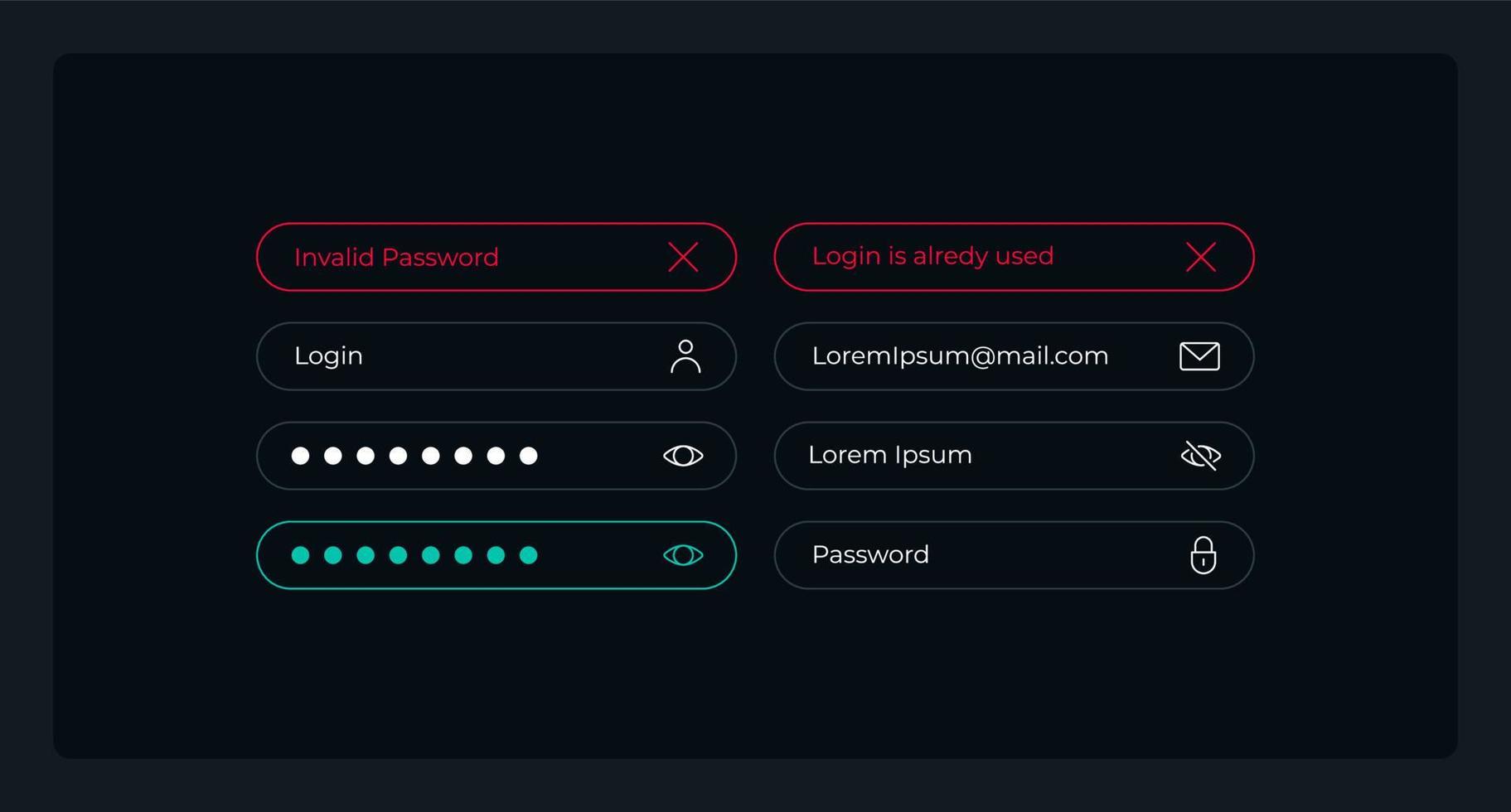 Login Page Ui Elements Kit Adding Information Isolated Vector