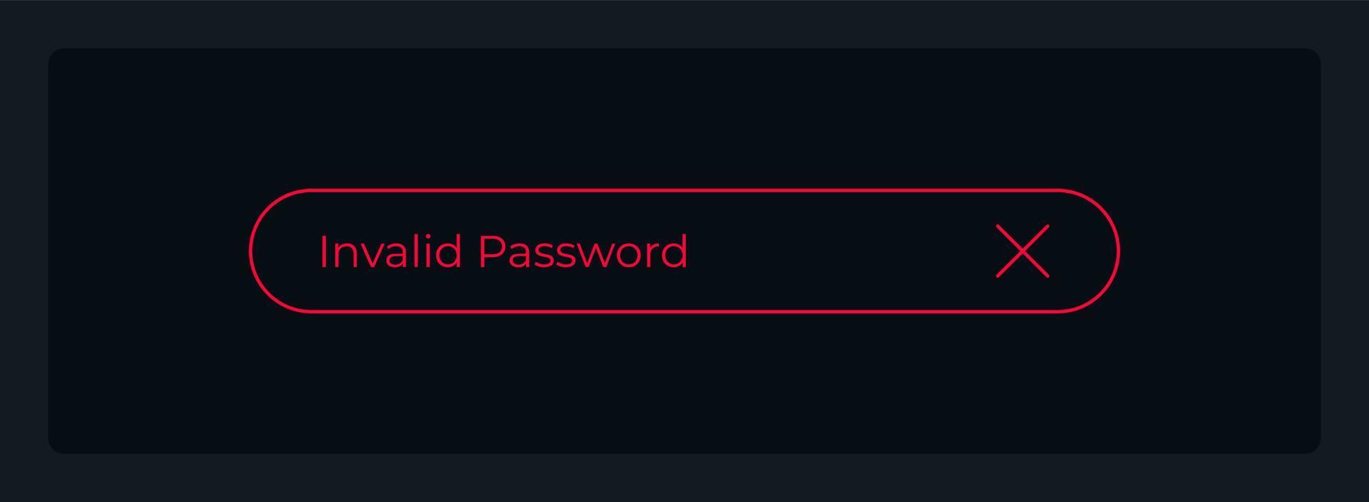 Invalid Password Ui Element Template Editable Isolated Vector
