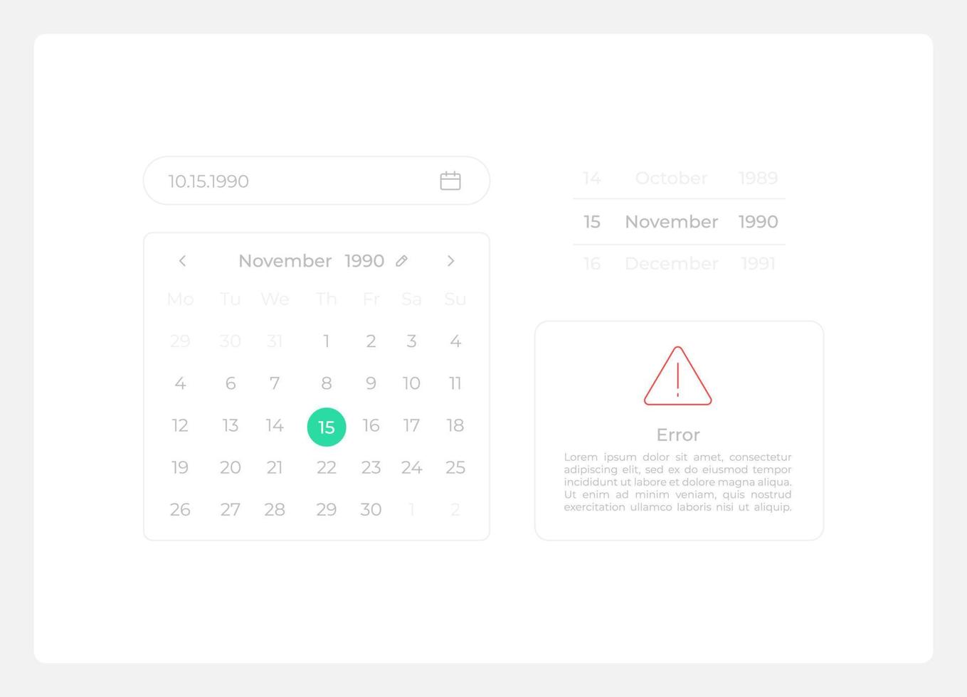 Choosing Calendar Date Ui Elements Kit Isolated Vector Components Flat Navigation Menus And