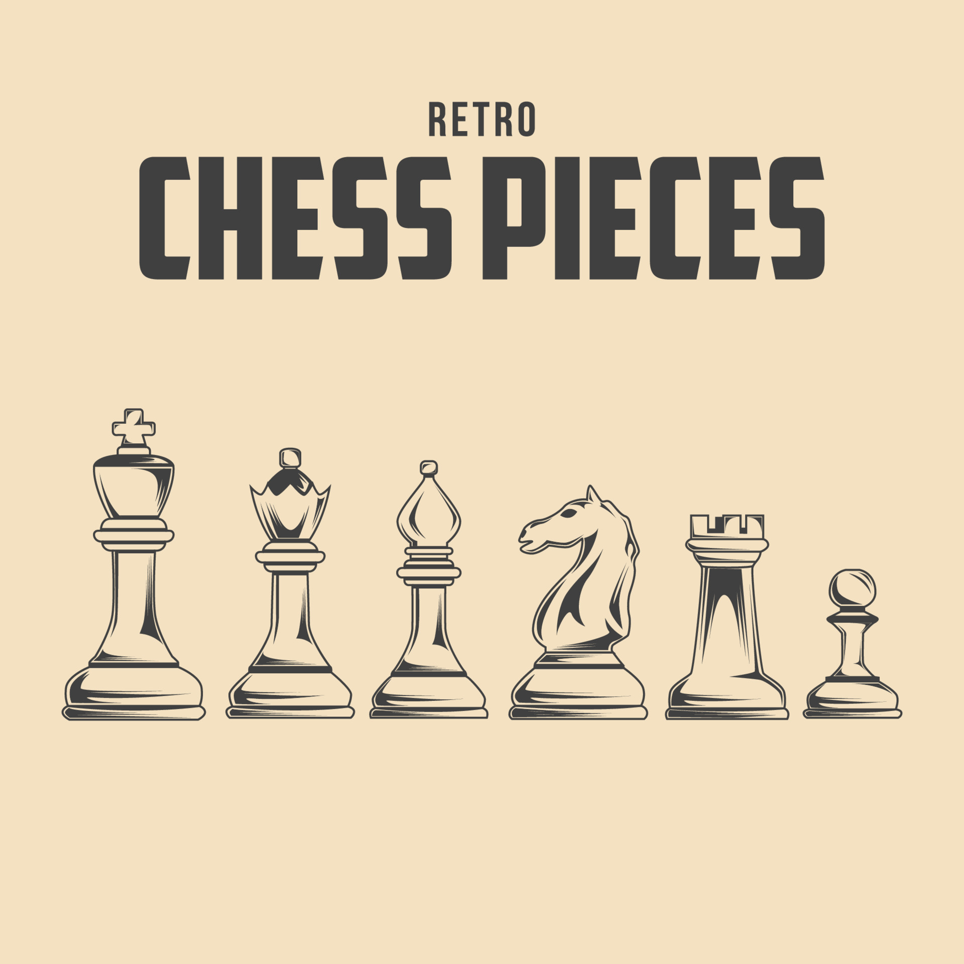 Retro Chess Pieces Vector Stock Illustration, Chess equipment vector ... Retro Chess Pieces Vector Stock Illustration, Chess equipment vector ...