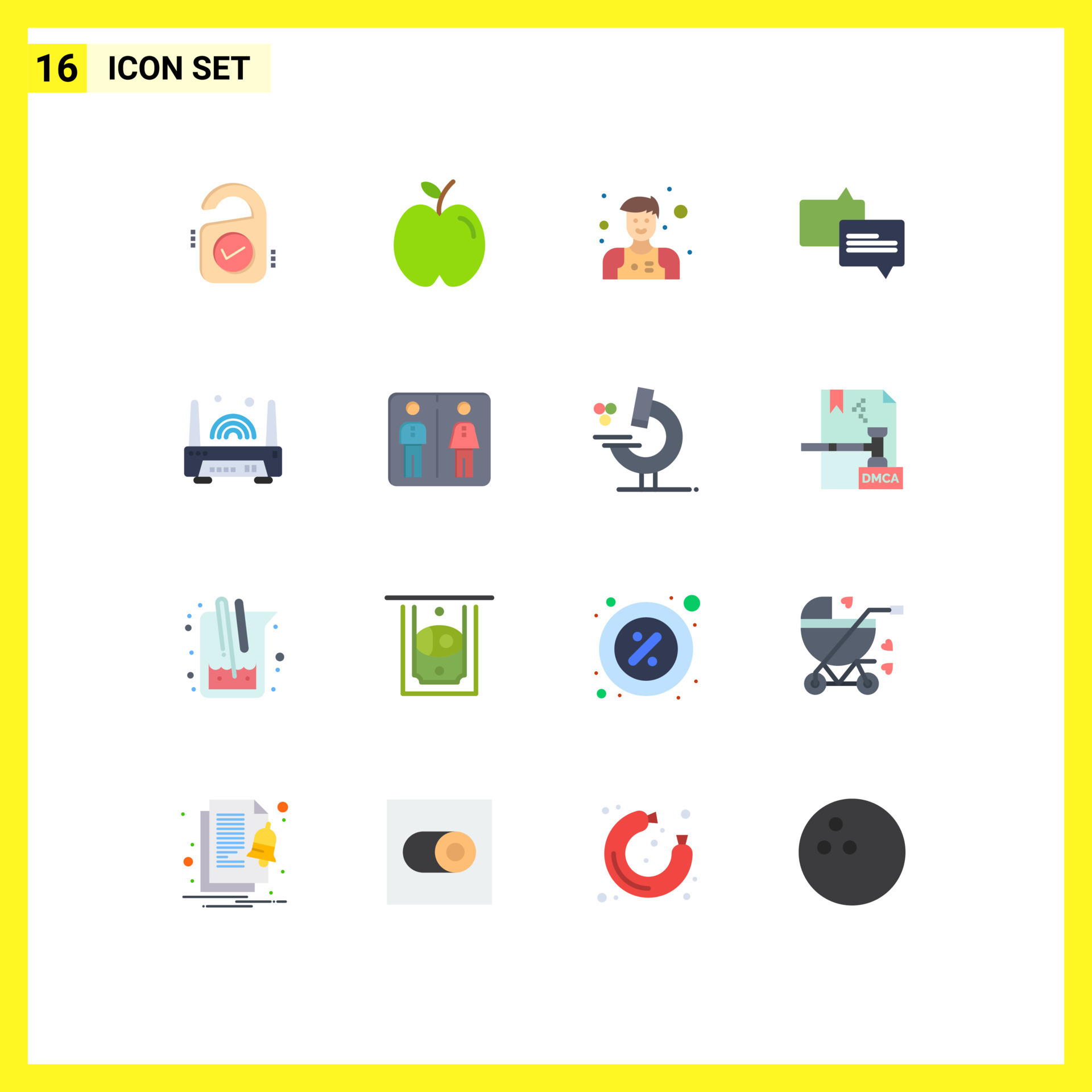 16 User Interface Flat Color Pack Of Modern Signs And Symbols Of Technology Electronic Assistant