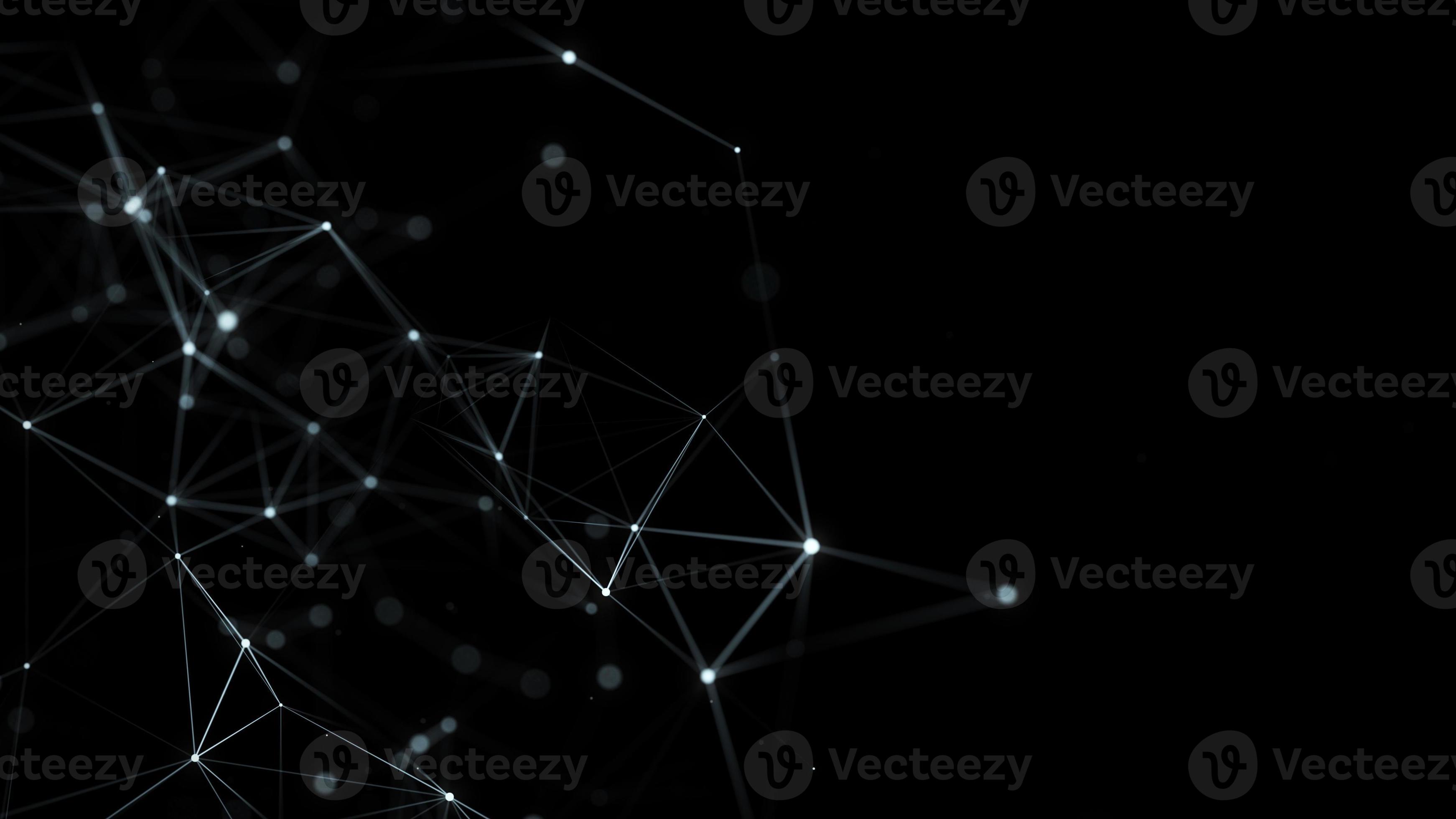 Abstract dark background with moving lines and dots. Network connection. Visualization of big ...