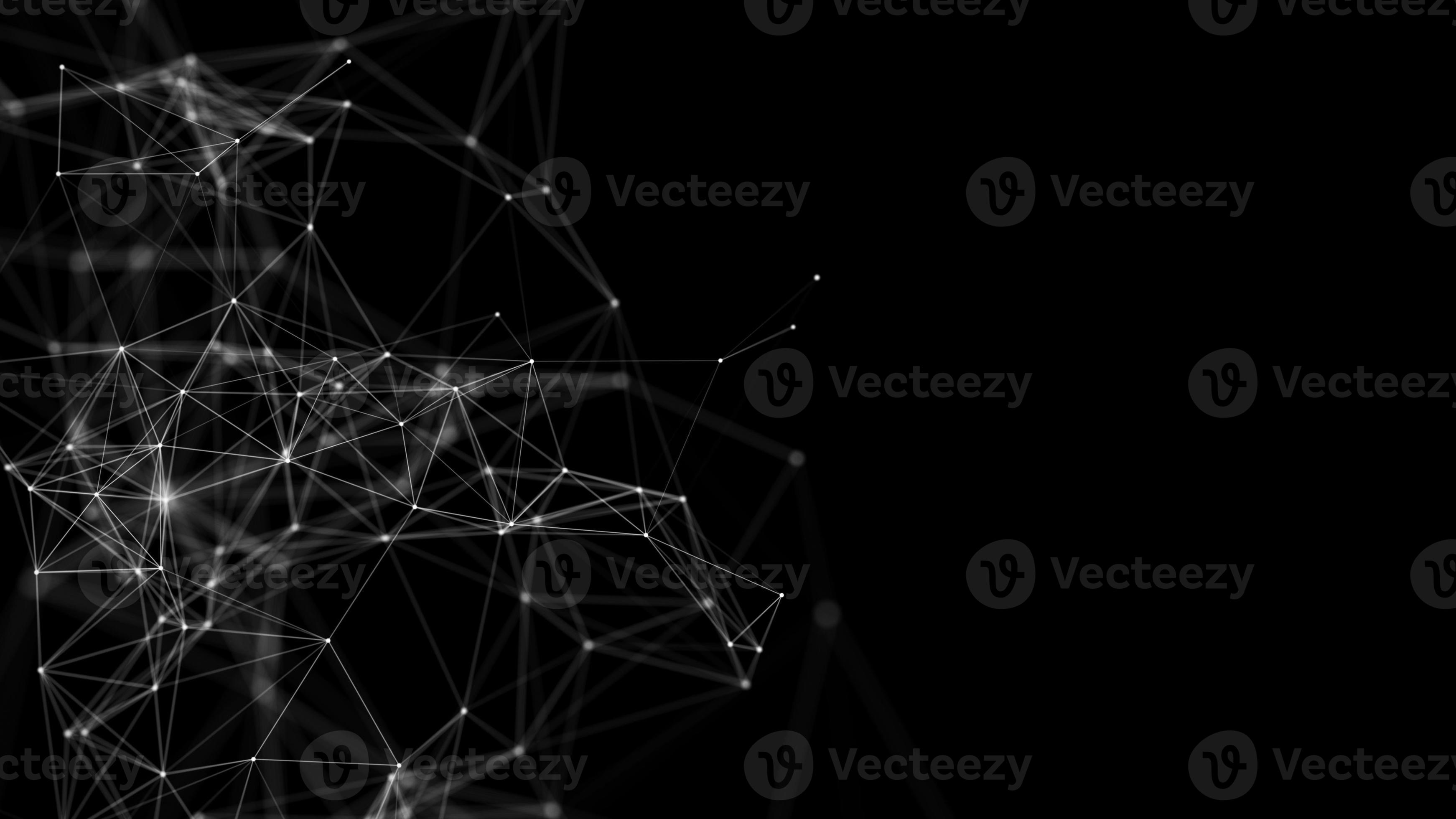 Abstract black and white background with moving lines and dots. The concept of big data. Network ...