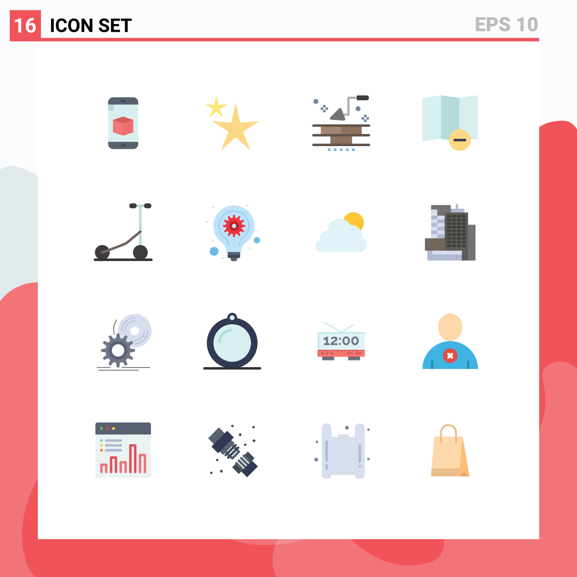 16 Universal Flat Colors Set For Web And Mobile Applications Idea Transport Building Sport Map