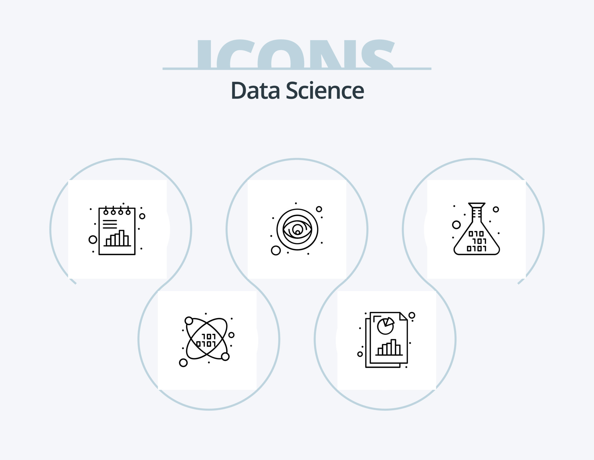 Data Science Line Icon Pack 5 Icon Design Lock Data Process Data