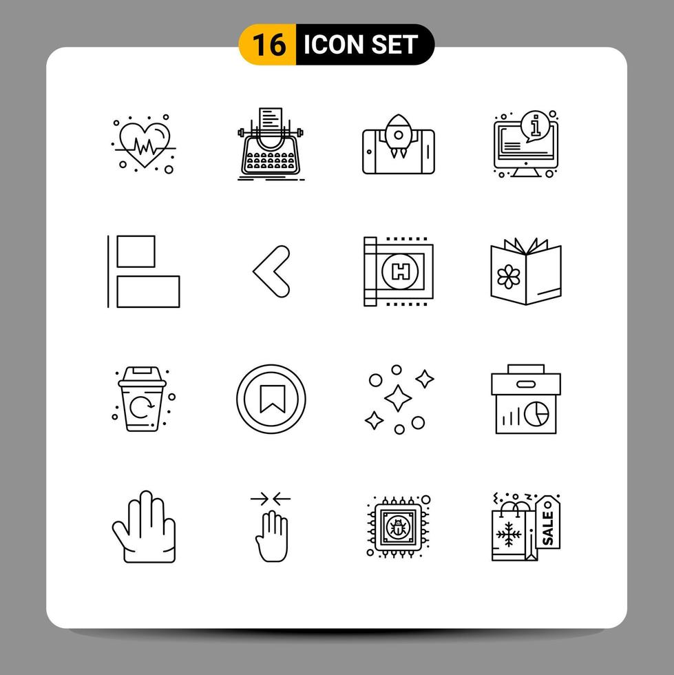 16 Thematic Vector Outlines And Editable Symbols Of Horizontal Information App Info System