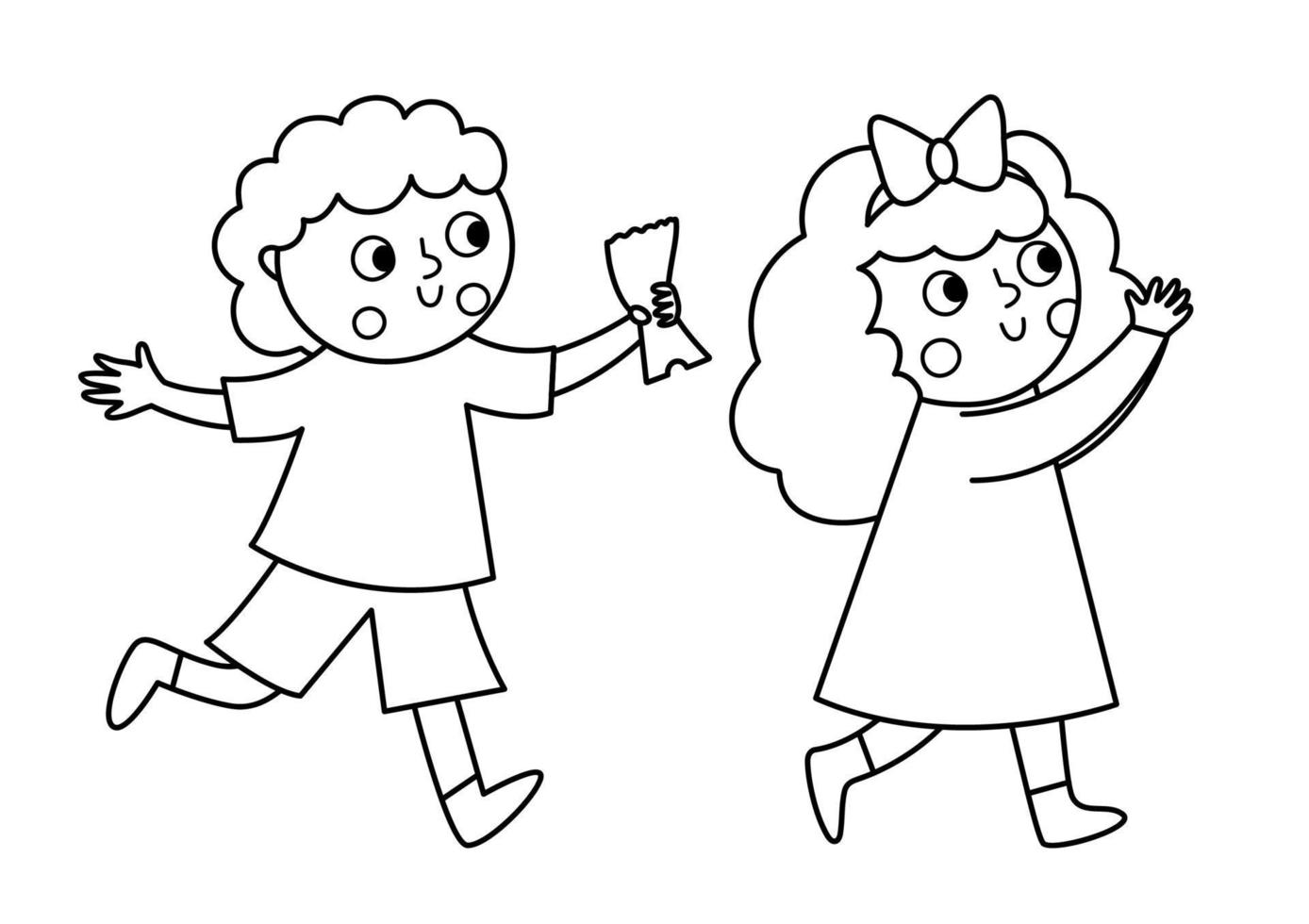 outline of a boy and girl coloring pages