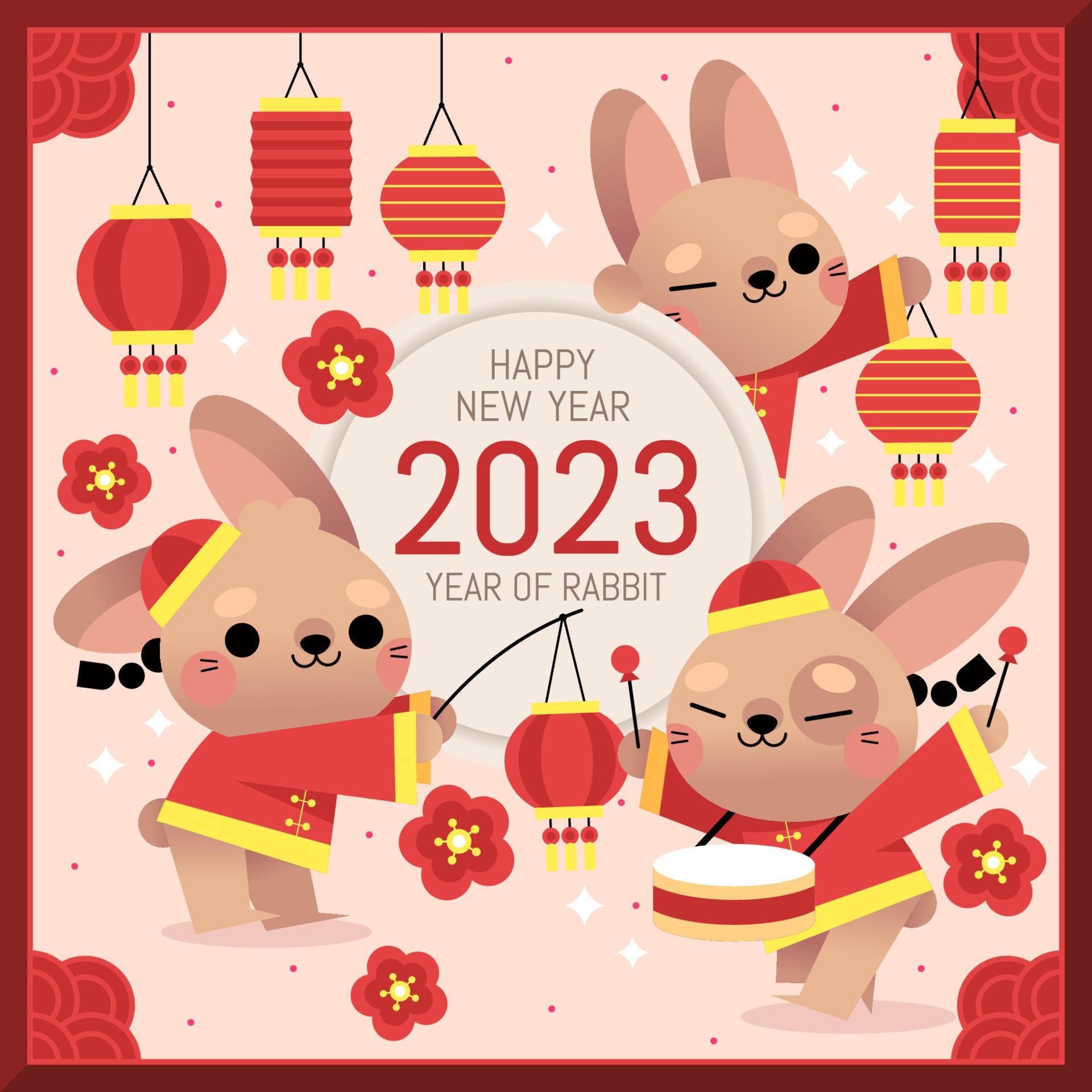 Cute Bunny Preparing Chinese New Year's Decoration 16313581 Vector Art ...