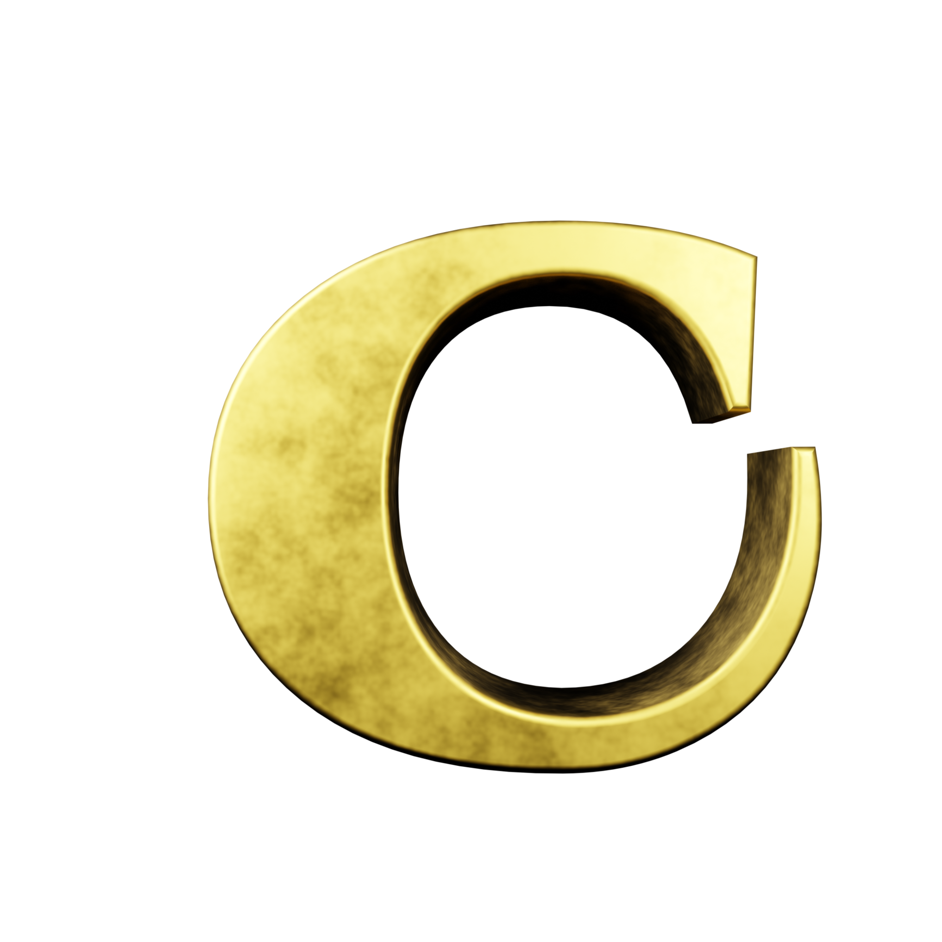 gold text effect letter C. 3d render 16316547 PNG