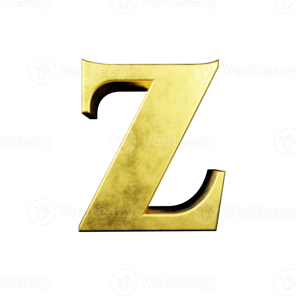 gold text effect letter Z. 3d render 16316562 PNG