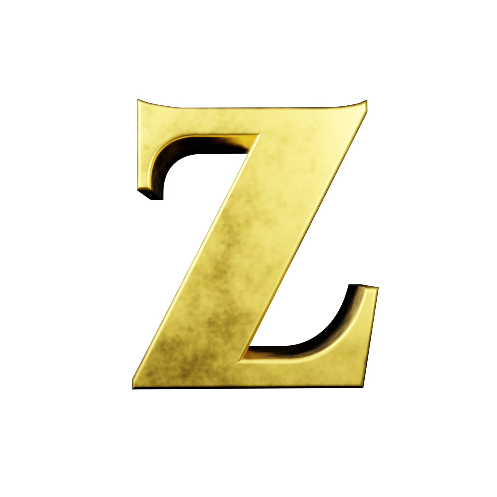 gold text effect letter Z. 3d render 16316562 PNG