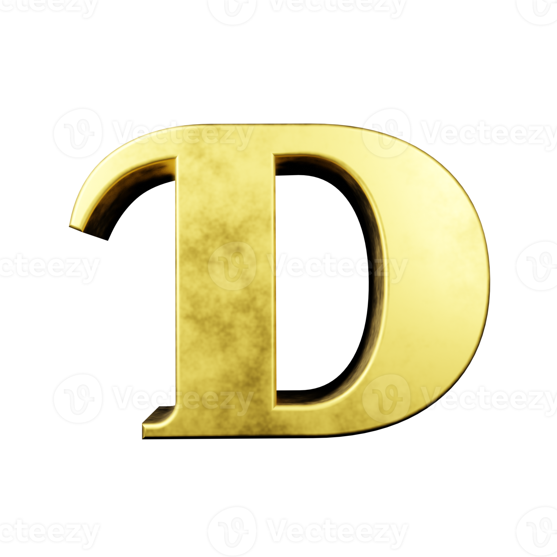 gold text effect letter D. 3d render 16316734 PNG