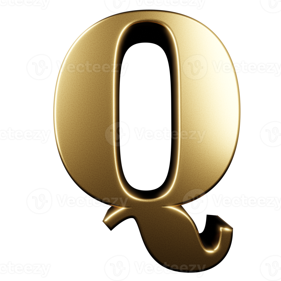 luxury text effect letter Q. 3d render 16316930 PNG