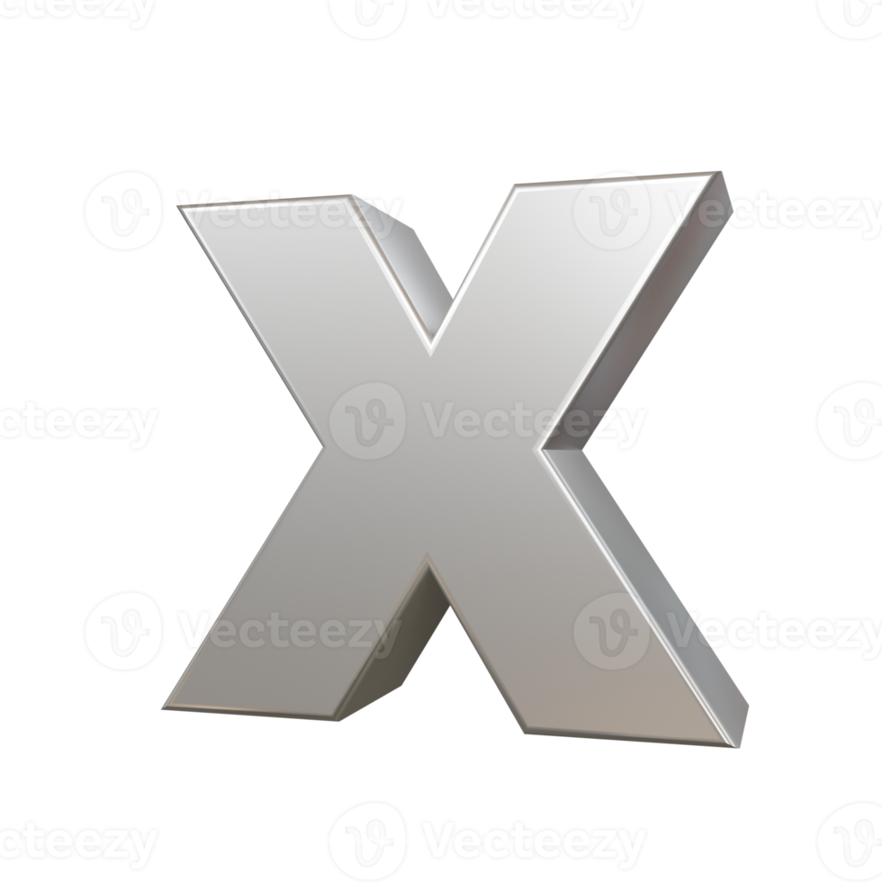 steel text effect letter X. 3d render 16317049 PNG