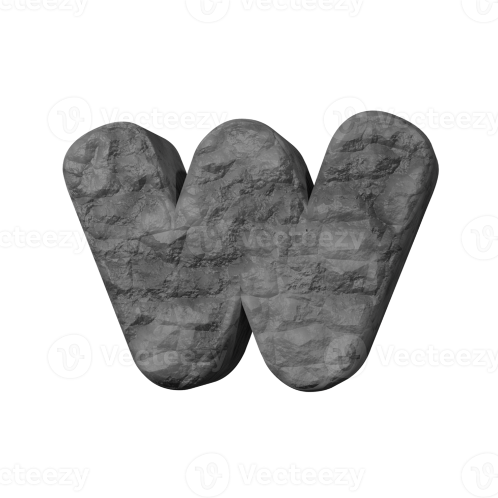 stone text effect letter w. 3d render 16317074 PNG