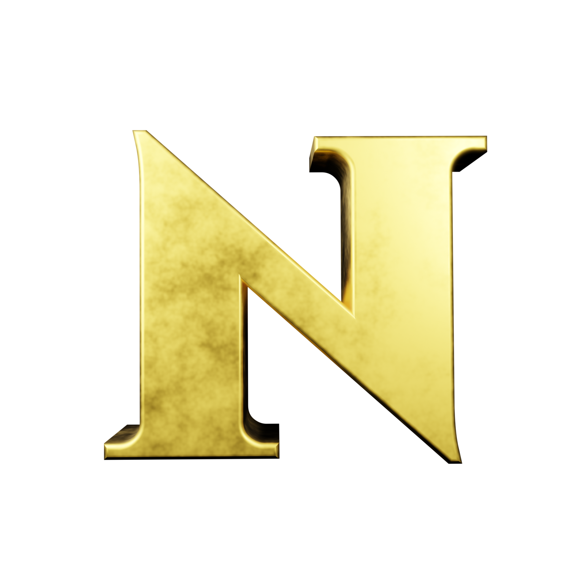 gold text effect letter N. 3d render 16317107 PNG