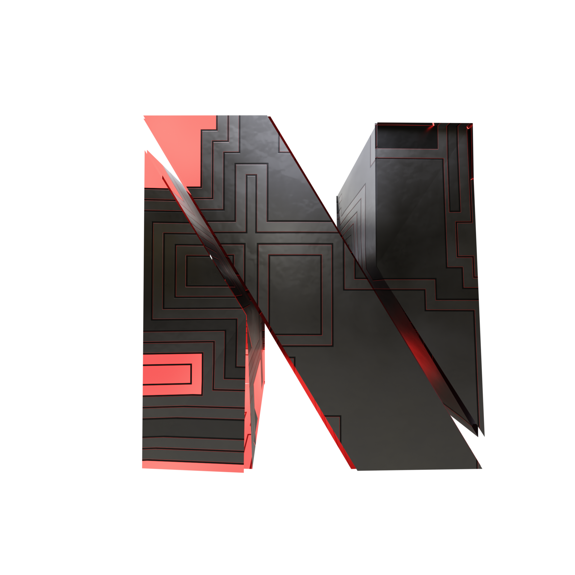sci-fi text effect letter N. 3d render 16317151 PNG