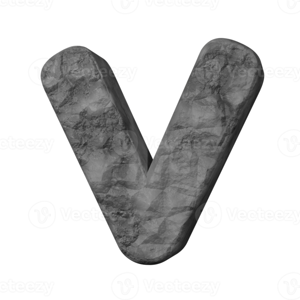stone text effect letter v. 3d render 16325624 PNG