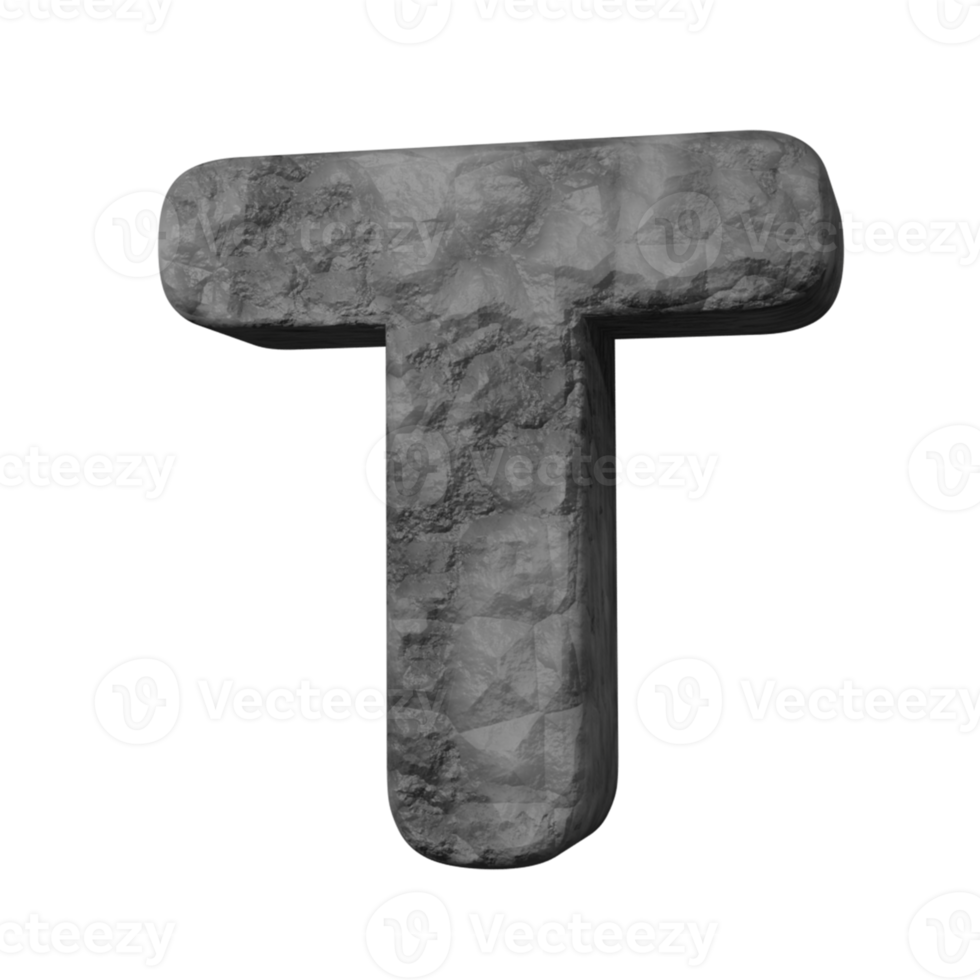 stone text effect letter T. 3d render 16325782 PNG
