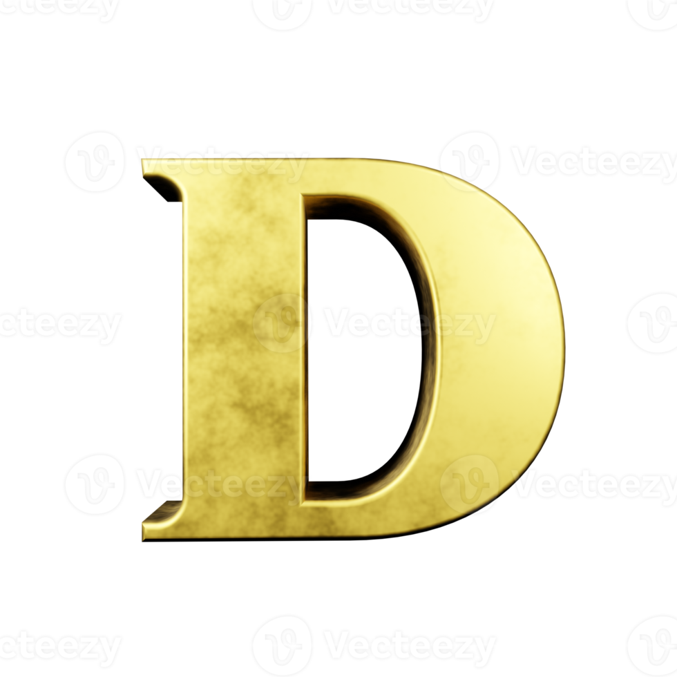 gold text effect letter D. 3d render 16325823 PNG
