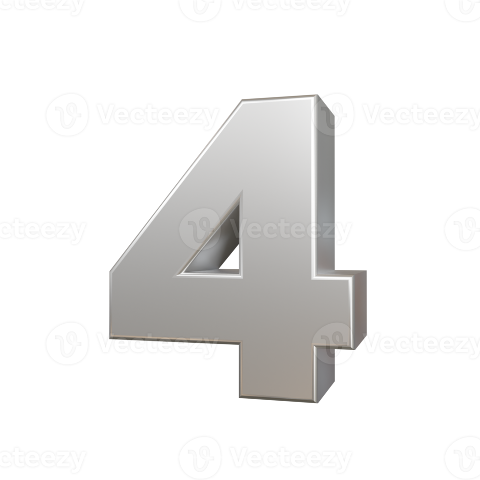 Steel Text Effect Number 4 3d Render 16325835 Png