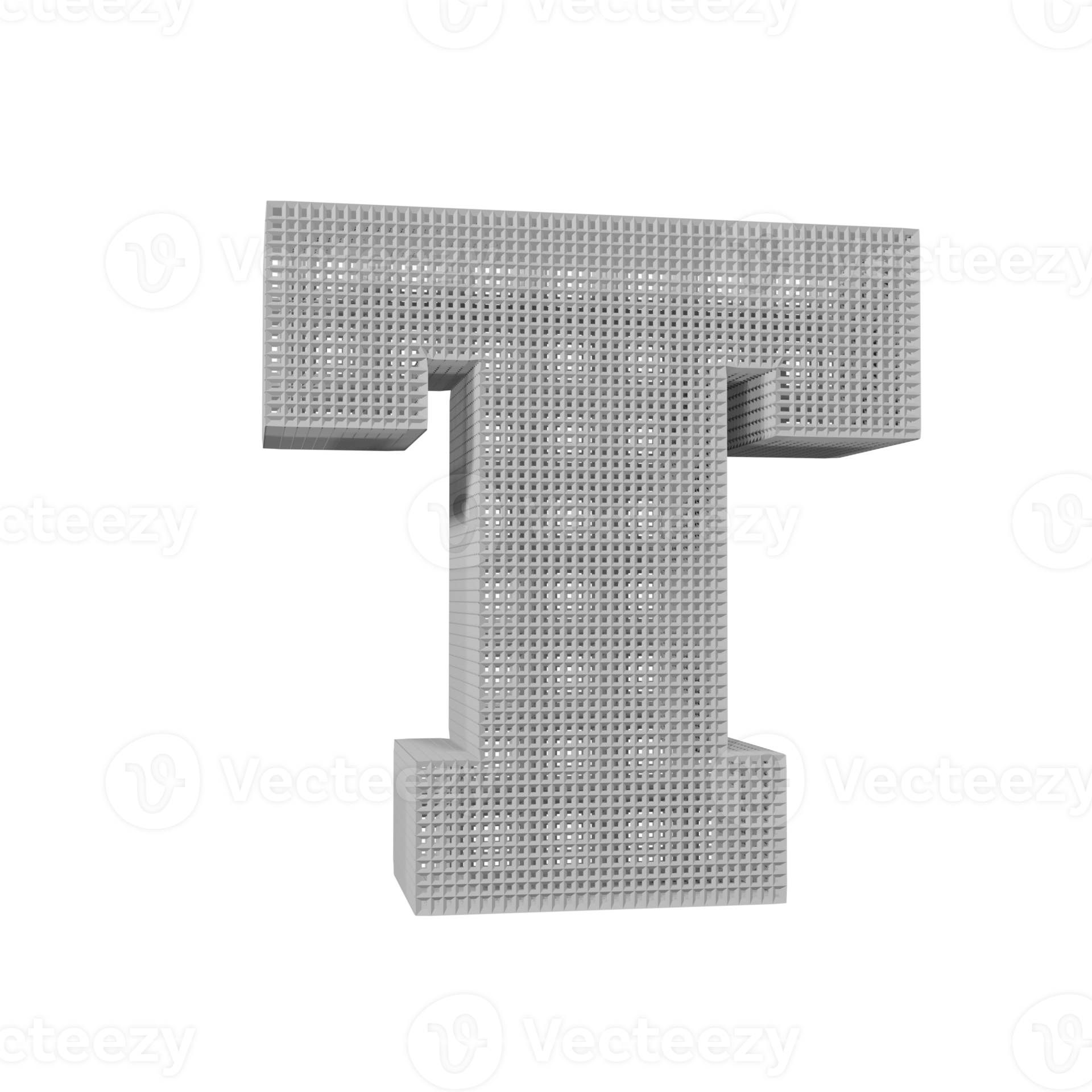 wireframe text effect letter T. 3d render 16325845 PNG