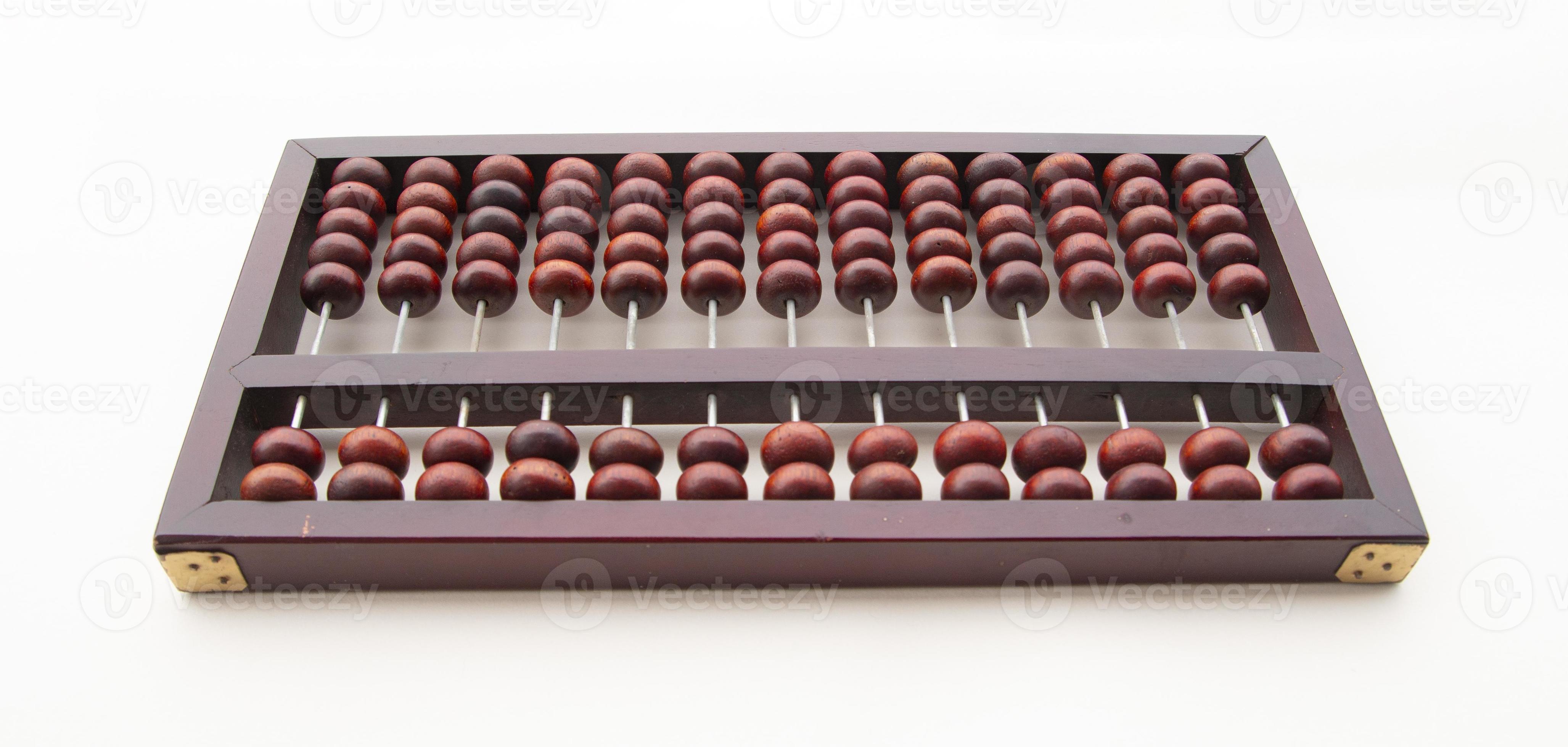 Wooden Chinese Abacus - Suanpan classic ancient calculator upside down view isolated on white ...