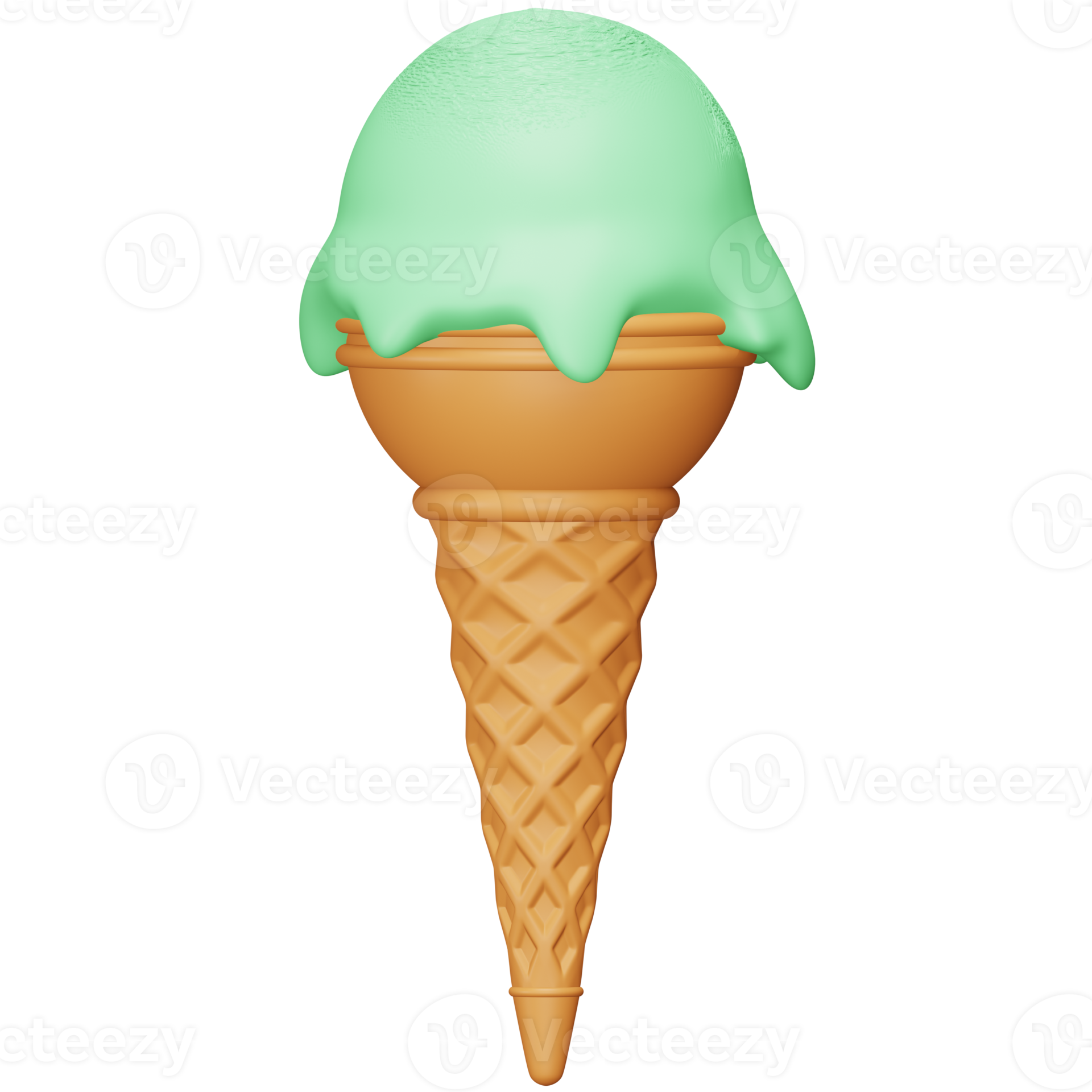 Vanilla Ice Cream Cone 3d Rendering Isometric Icon 16326184 Png