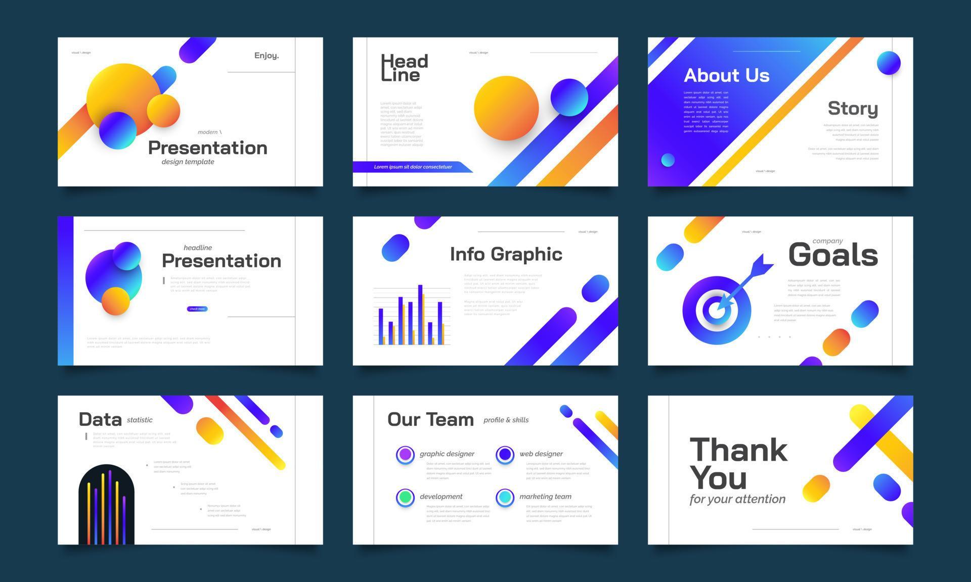 Modern and Colorful Presentation Template Design with Infographic ...